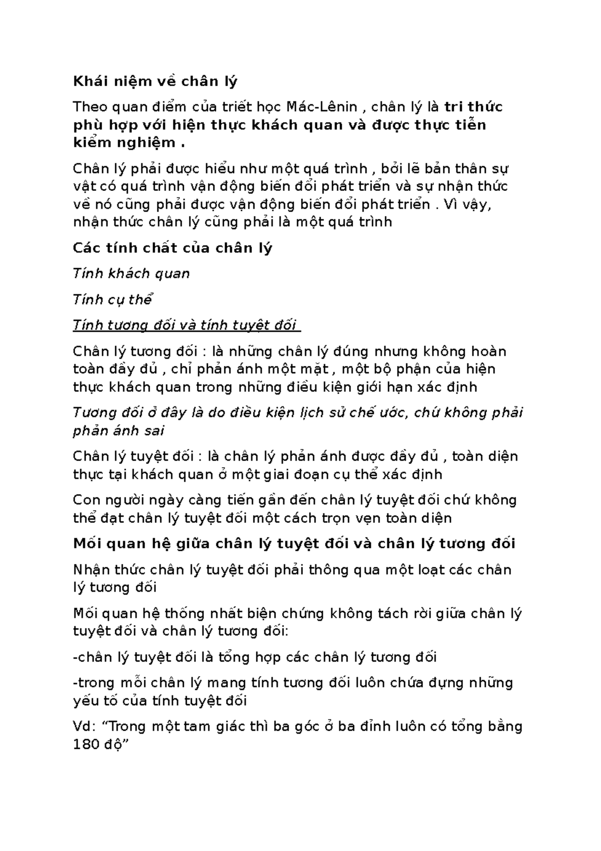 Tài liệu - Zvbshsshdhdhdhdhdh - Khái niệm về chân lý Theo quan điểm của ...