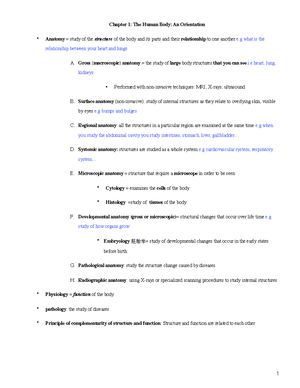 Lecture notes, Anatomy and Physiology, Test Review - Prof. Killeen ...