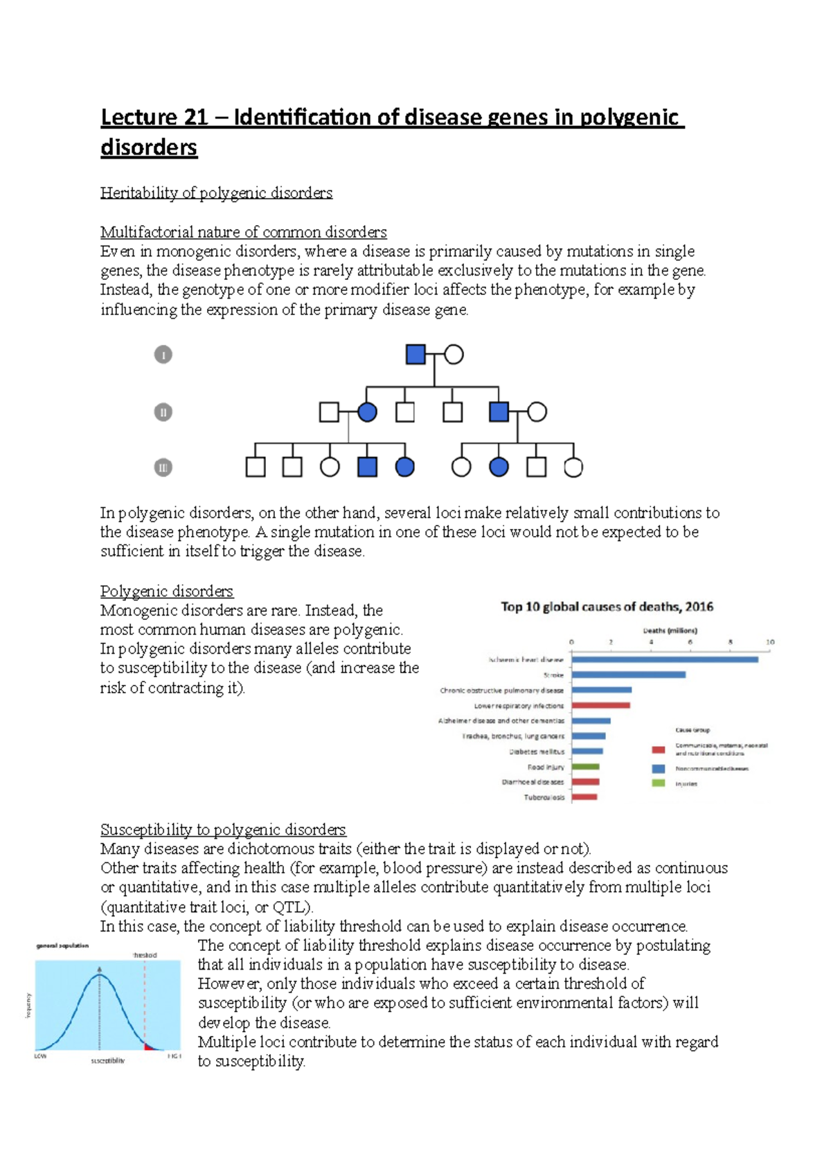 Polygenic Disorders - Lecture 21 – Identification of disease genes in ...