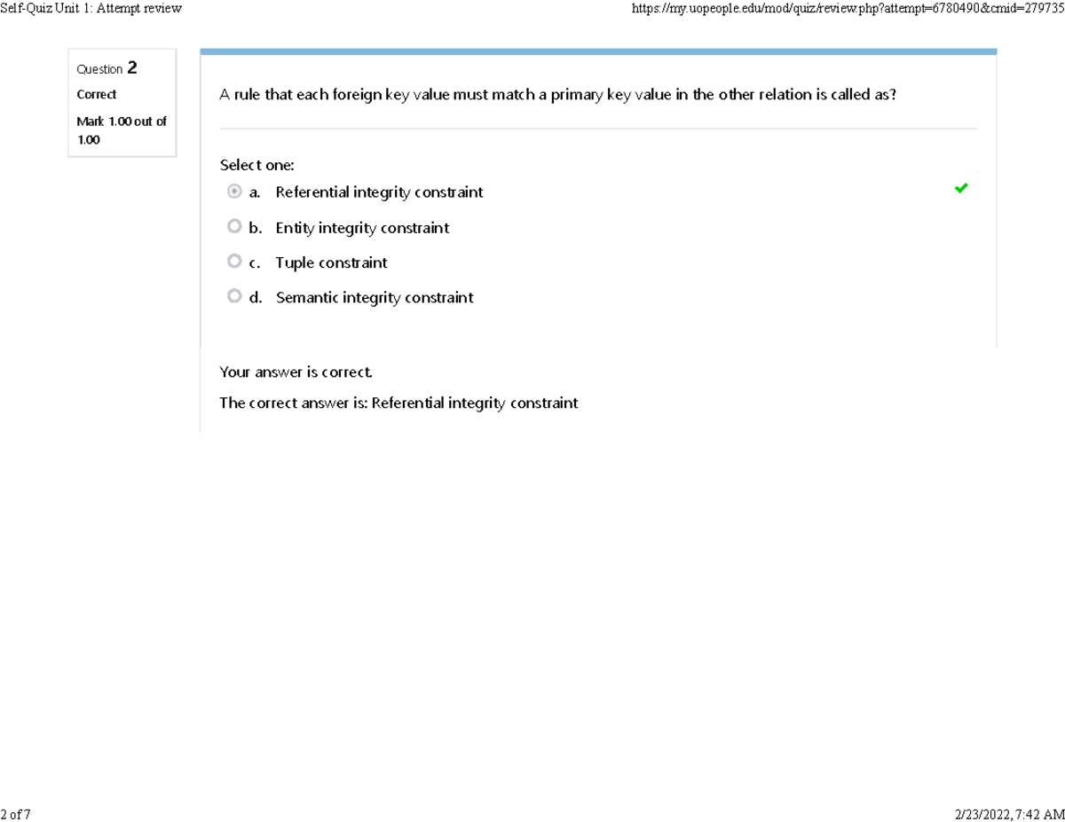 Self Quiz Unit 1 Attempt Review 2 Question 2 Correct Mark 1 Out Of 1 A Rule That Each Foreign