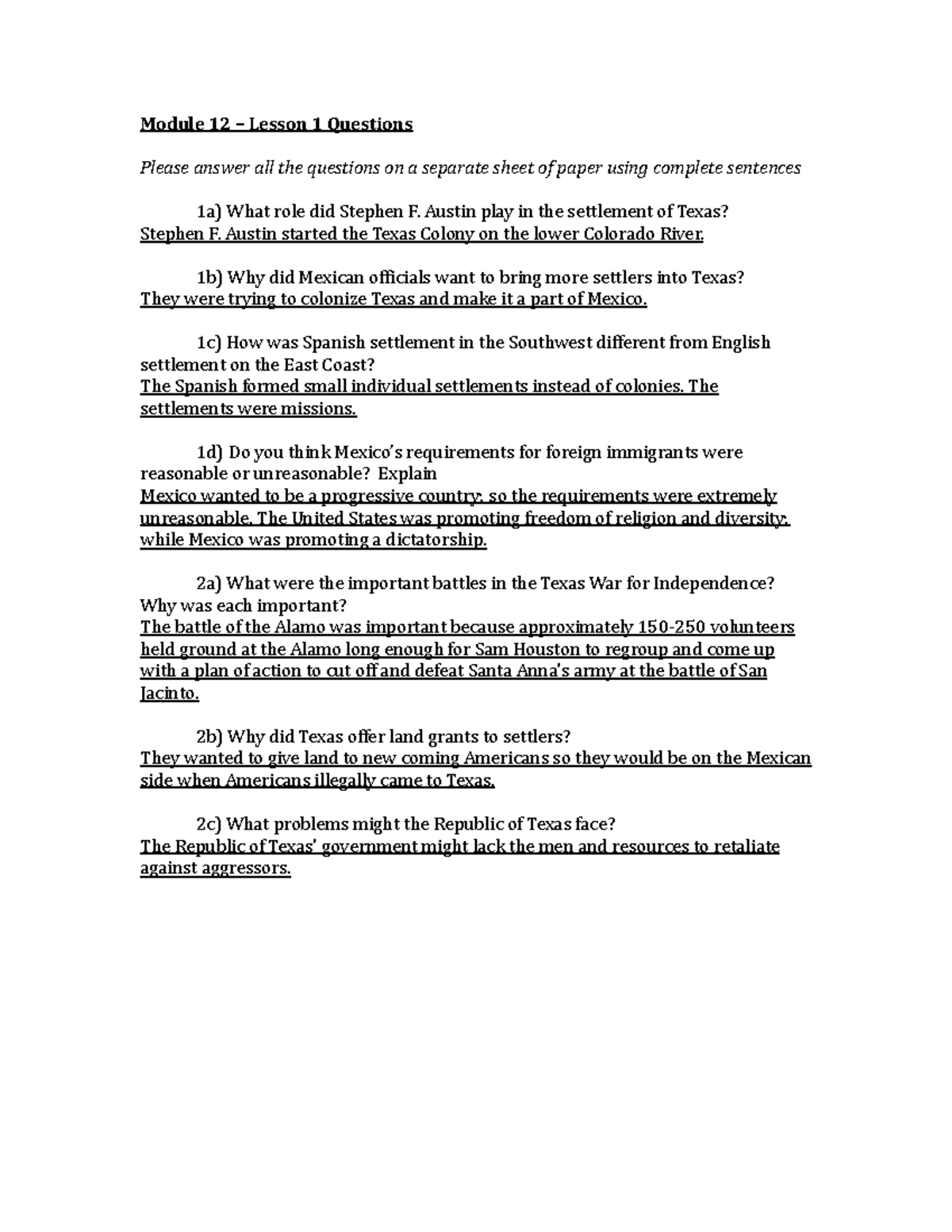 12-1 HW - Module 12 lesson 1 - Studocu