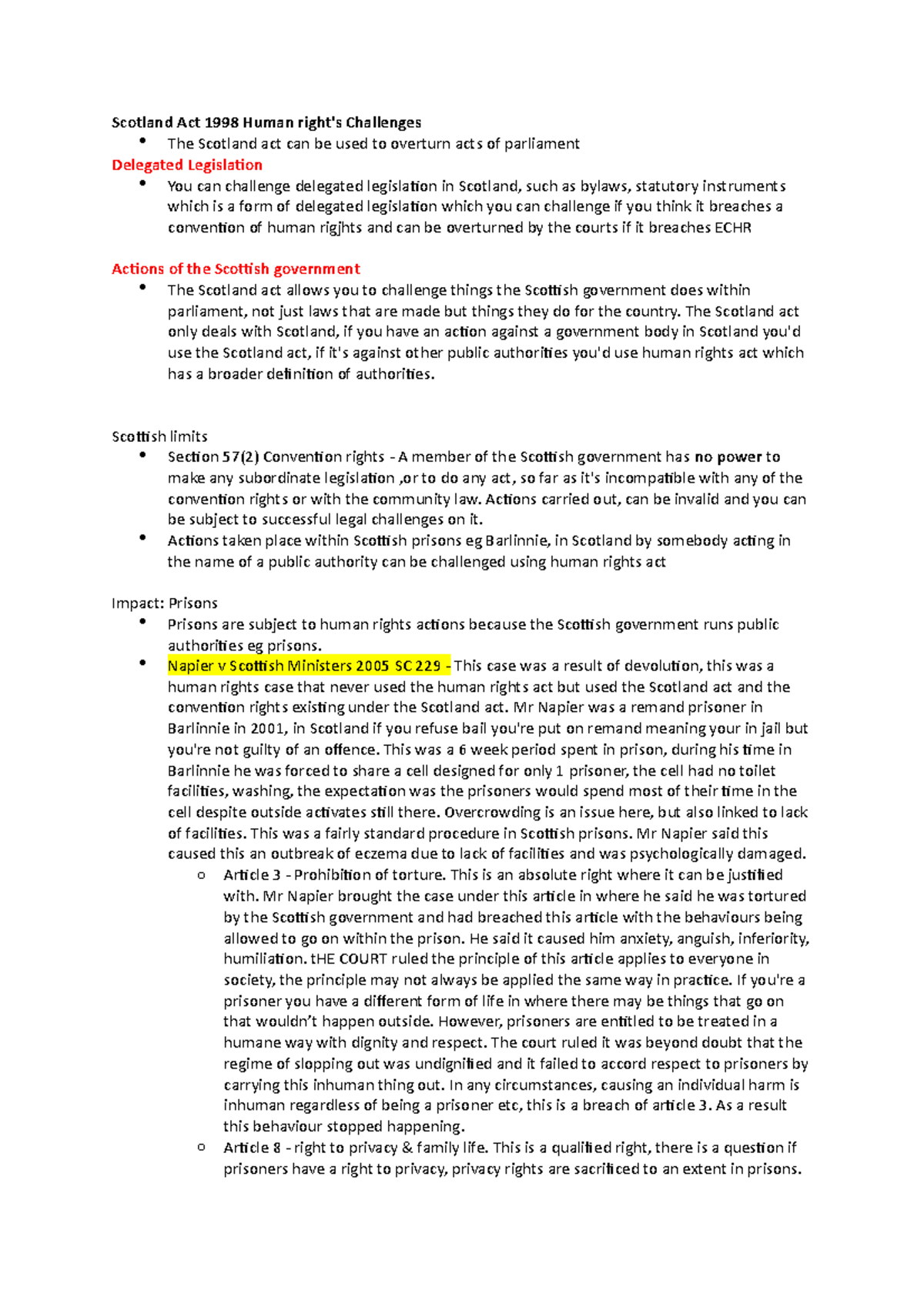 Scotland Act 1998 - human rights - The Scotland act only deals with ...