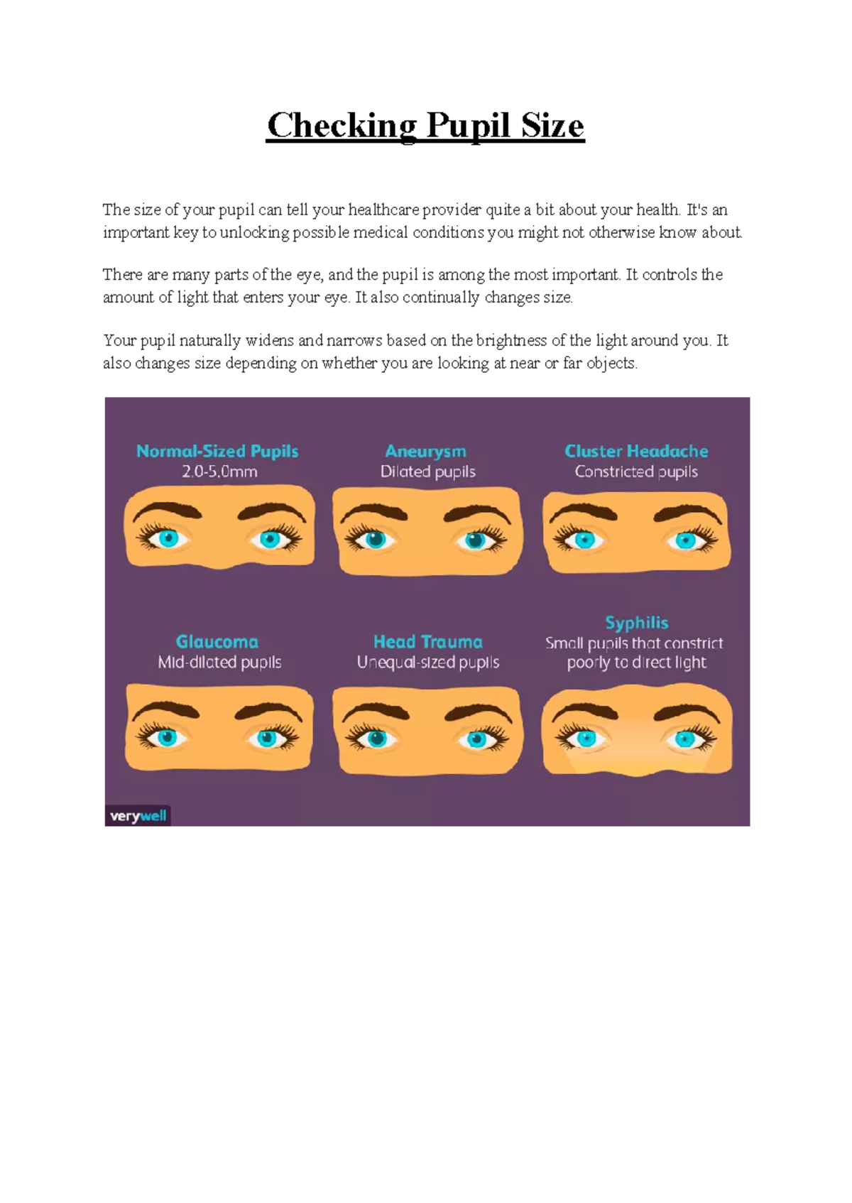 Checking Pupil Size - It's an important key to unlocking possible ...