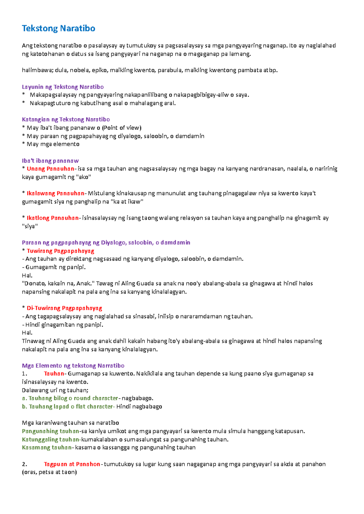 Tekstong Naratibo - Tekstong Naratibo Ang tekstong naratibo o ...