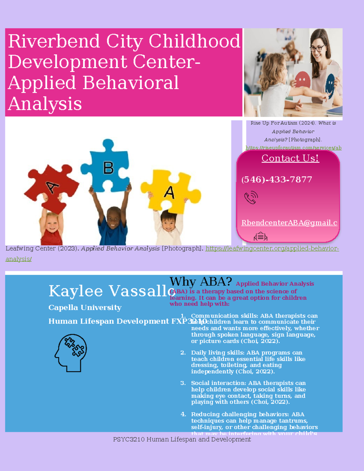 APA Brochure KV - Riverbend City Childhood Development Center- Applied Behavioral Analysis Rise ...