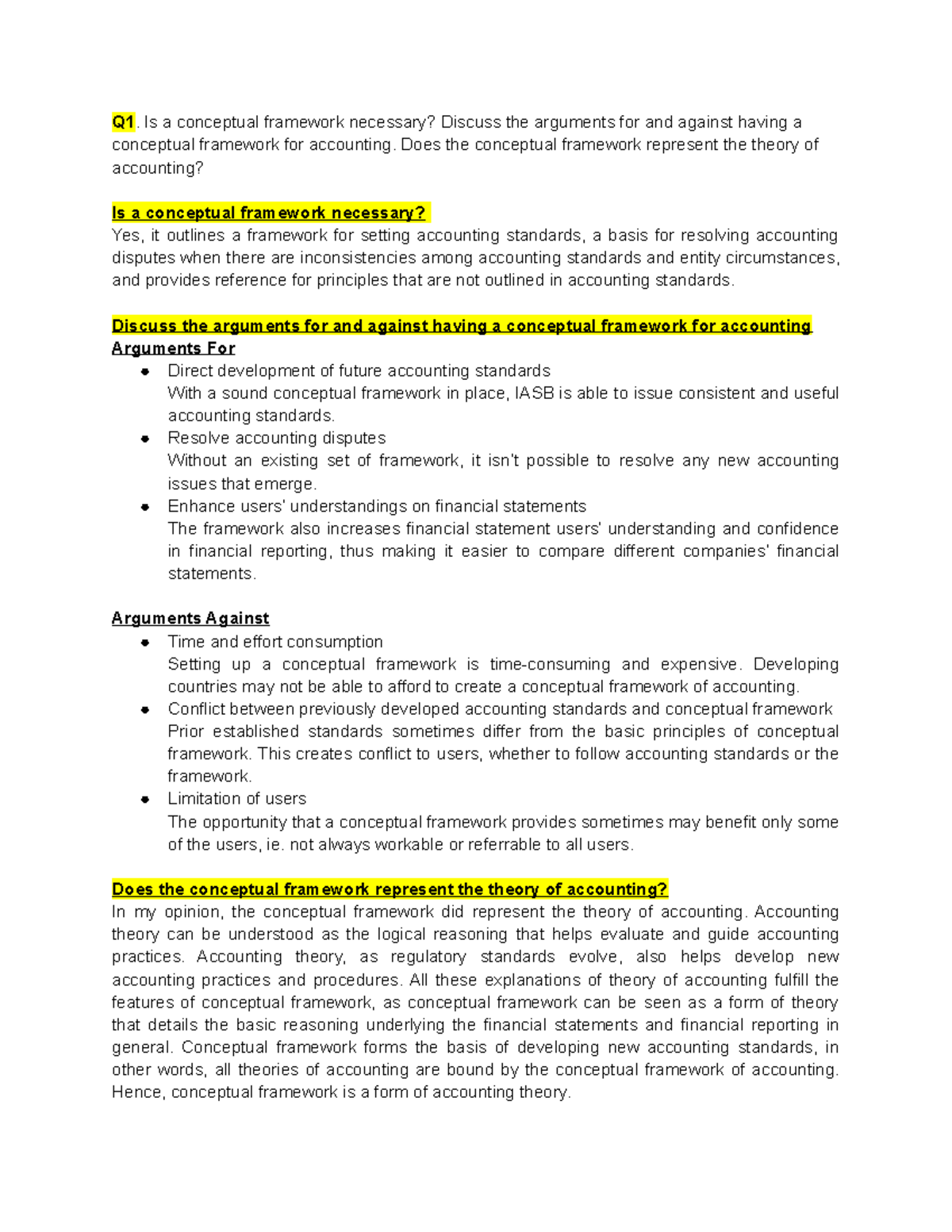 W4 Individual - Q1. Is a conceptual framework necessary? Discuss the ...