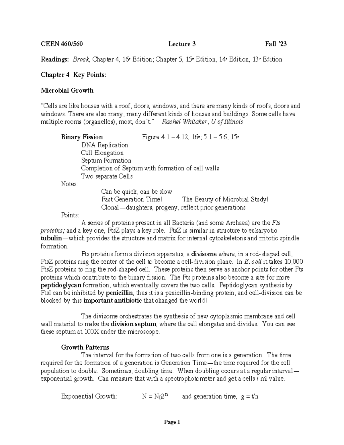 CEEN 560 Lecture 3 - class notes - CEEN 460/ 560 Lecture 3 Fall ’ 23 ...