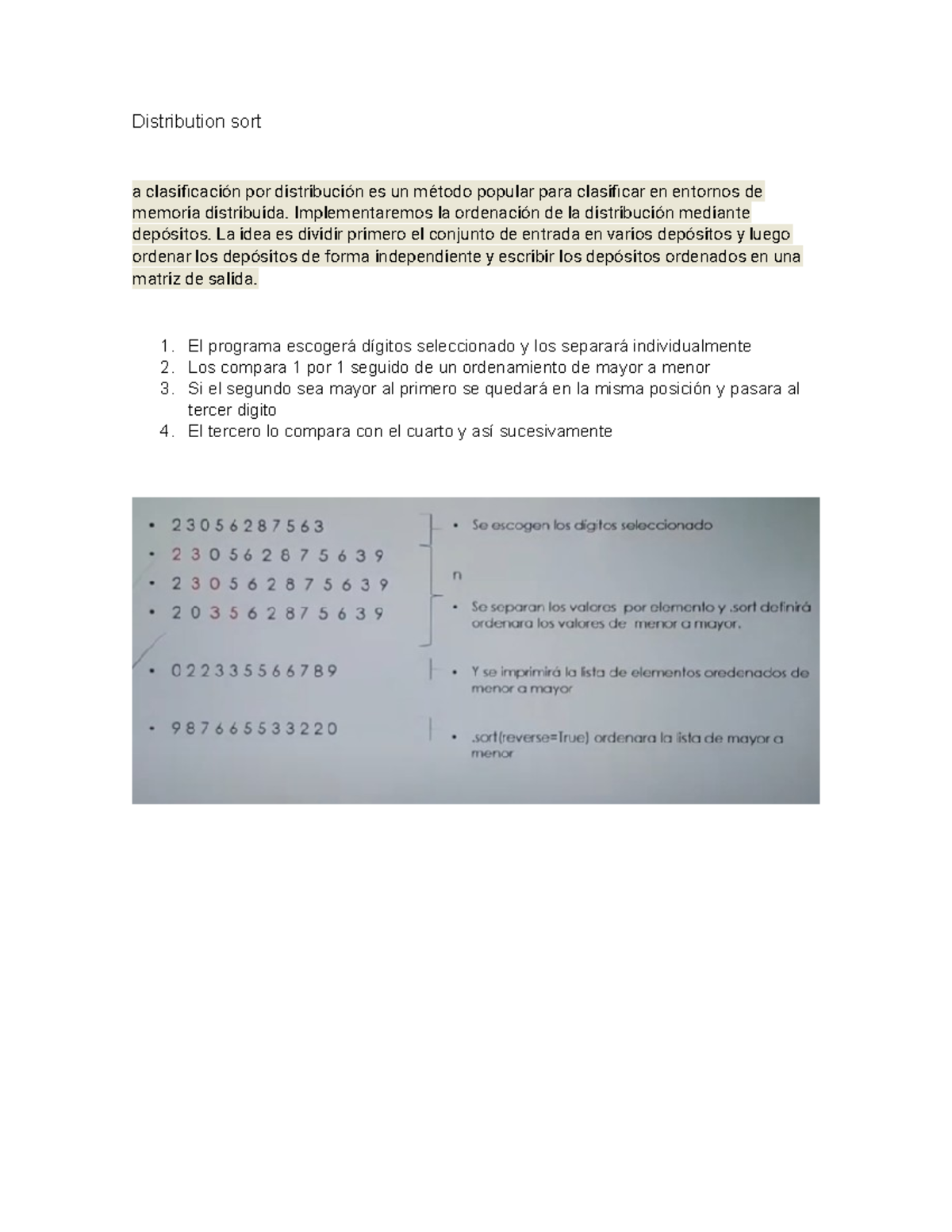 Distribution sort - Implementaremos la ordenación de la distribución mediante depósitos. La idea ...