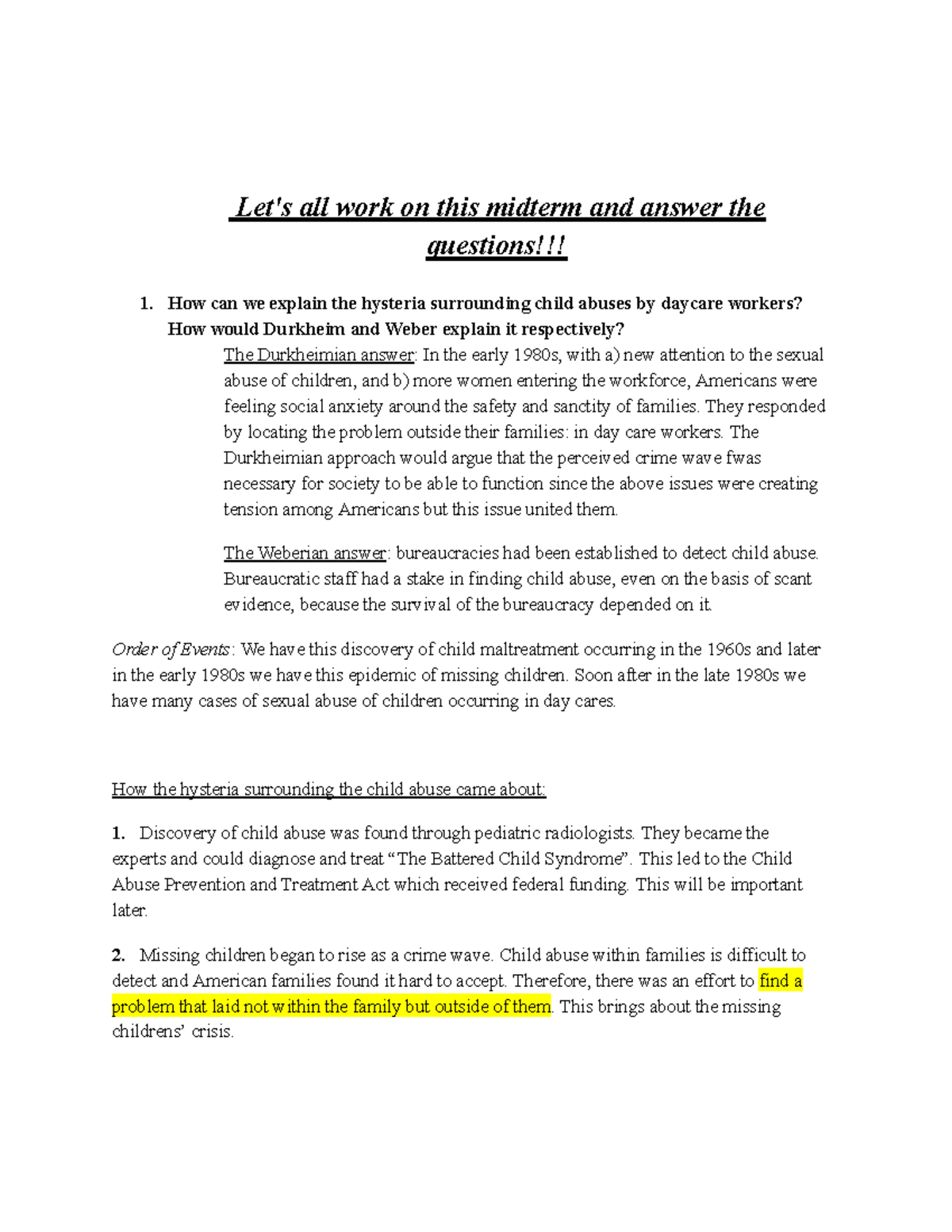Sociol 3 part 1 - study guide - Let's all work on this midterm and ...