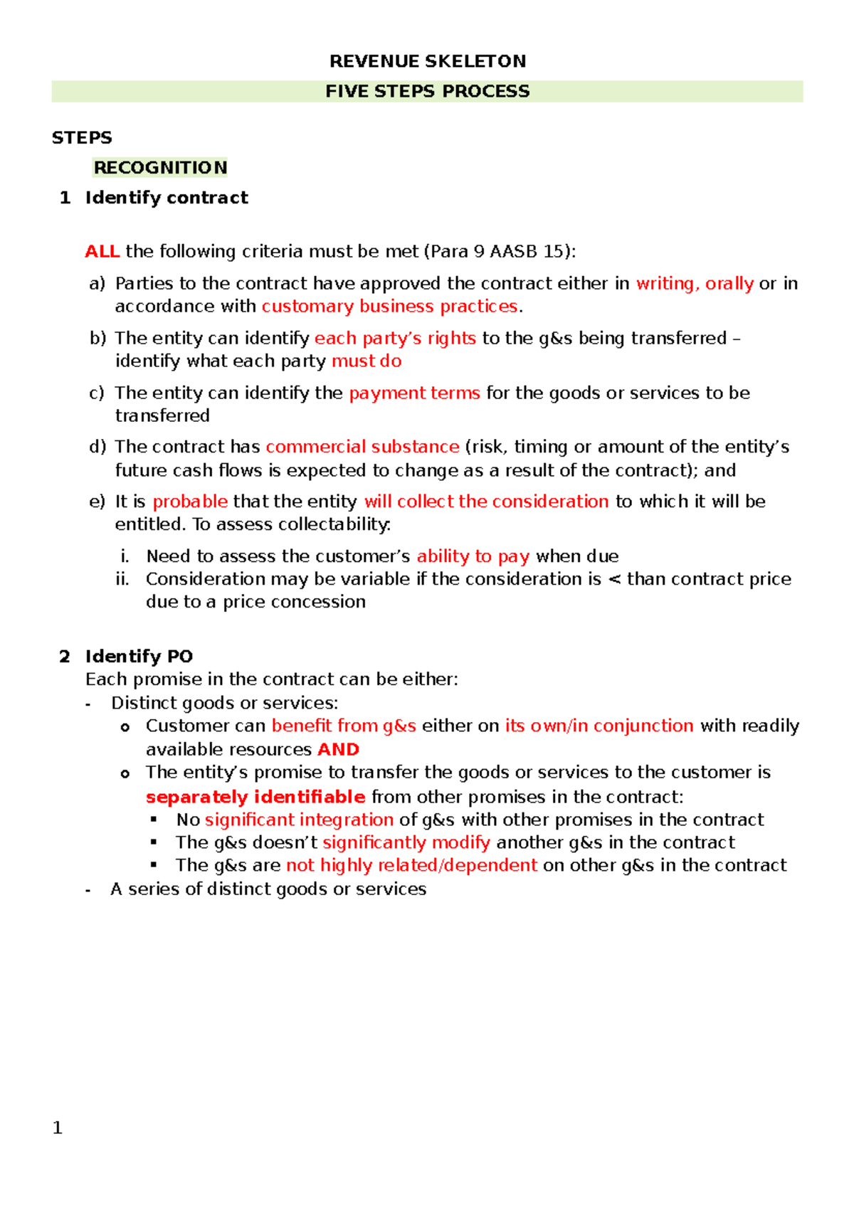 IFA2 Revenue Skeleton - REVENUE SKELETON FIVE STEPS PROCESS STEPS ...
