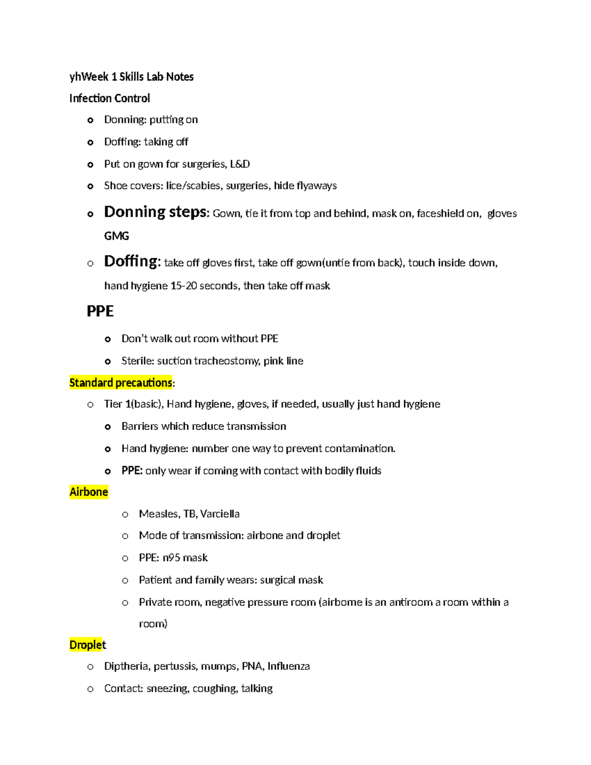 Week 1 Skills Lab Notes - bloopy - yhWeek 1 Skills Lab Notes Infection ...