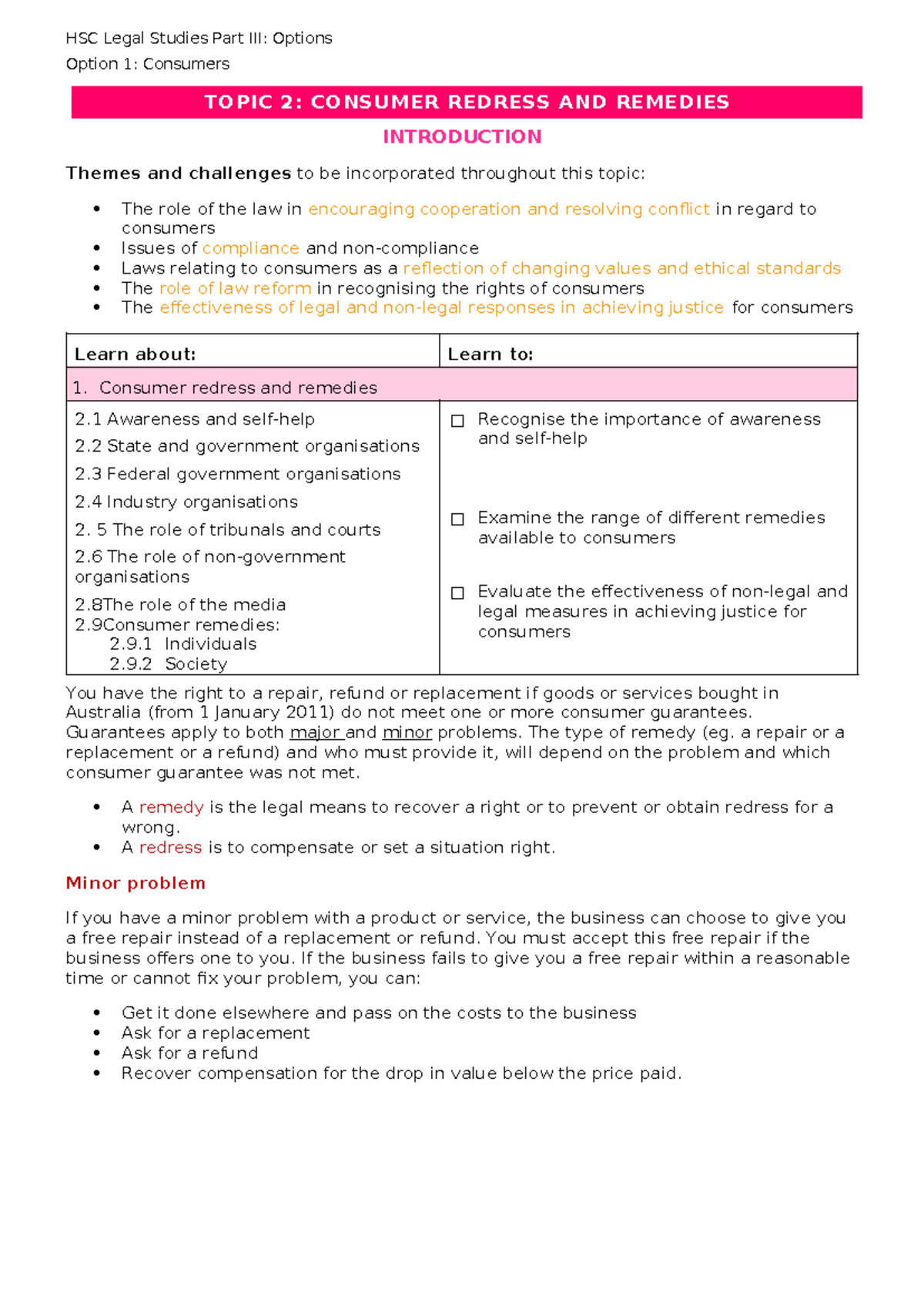 2.0 - 2.2 handout - ffff - Option 1: Consumers TOPIC 2: CONSUMER ...