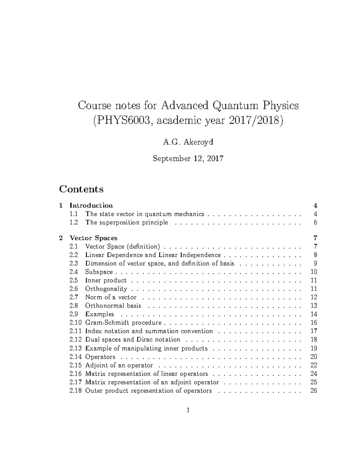 1718 Advanced Quantum Notes - Course notes for Advanced Quantum Physics ...