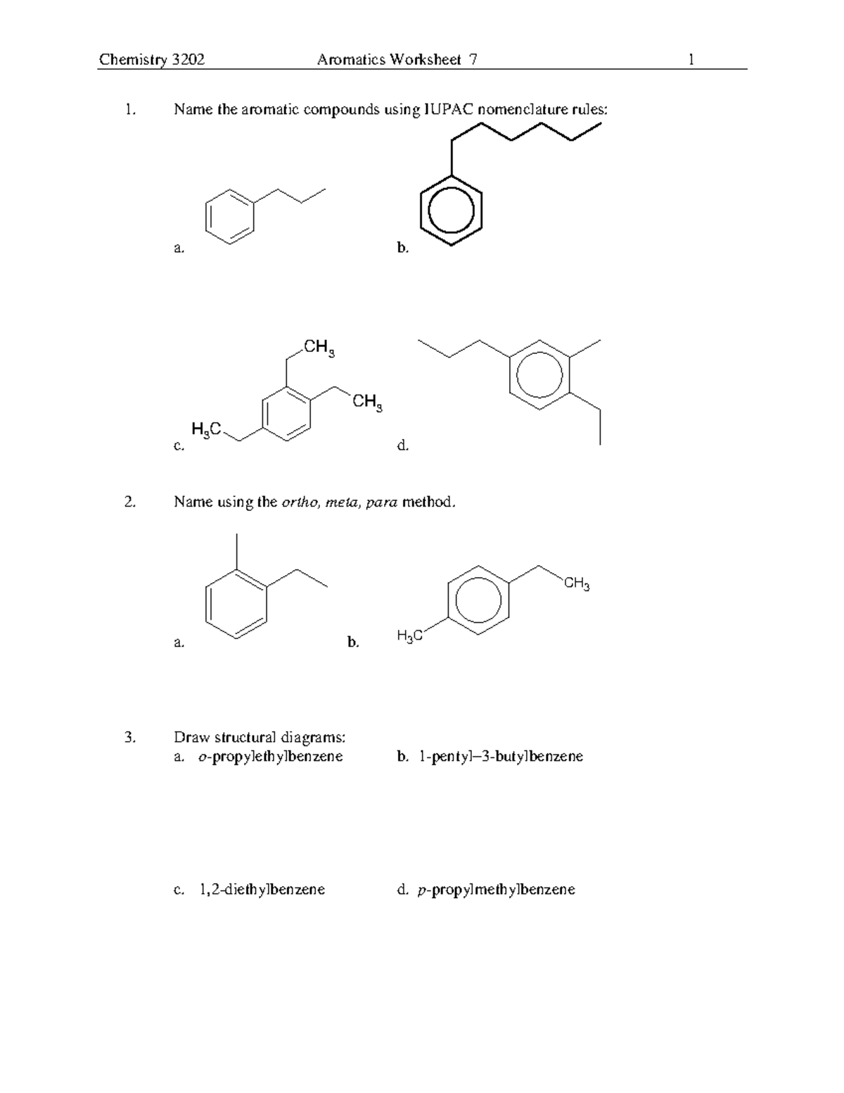 3.5 Benzene w Worksheet (don't do #2, 3ad, 6ef) - Chemistry 3202 ...