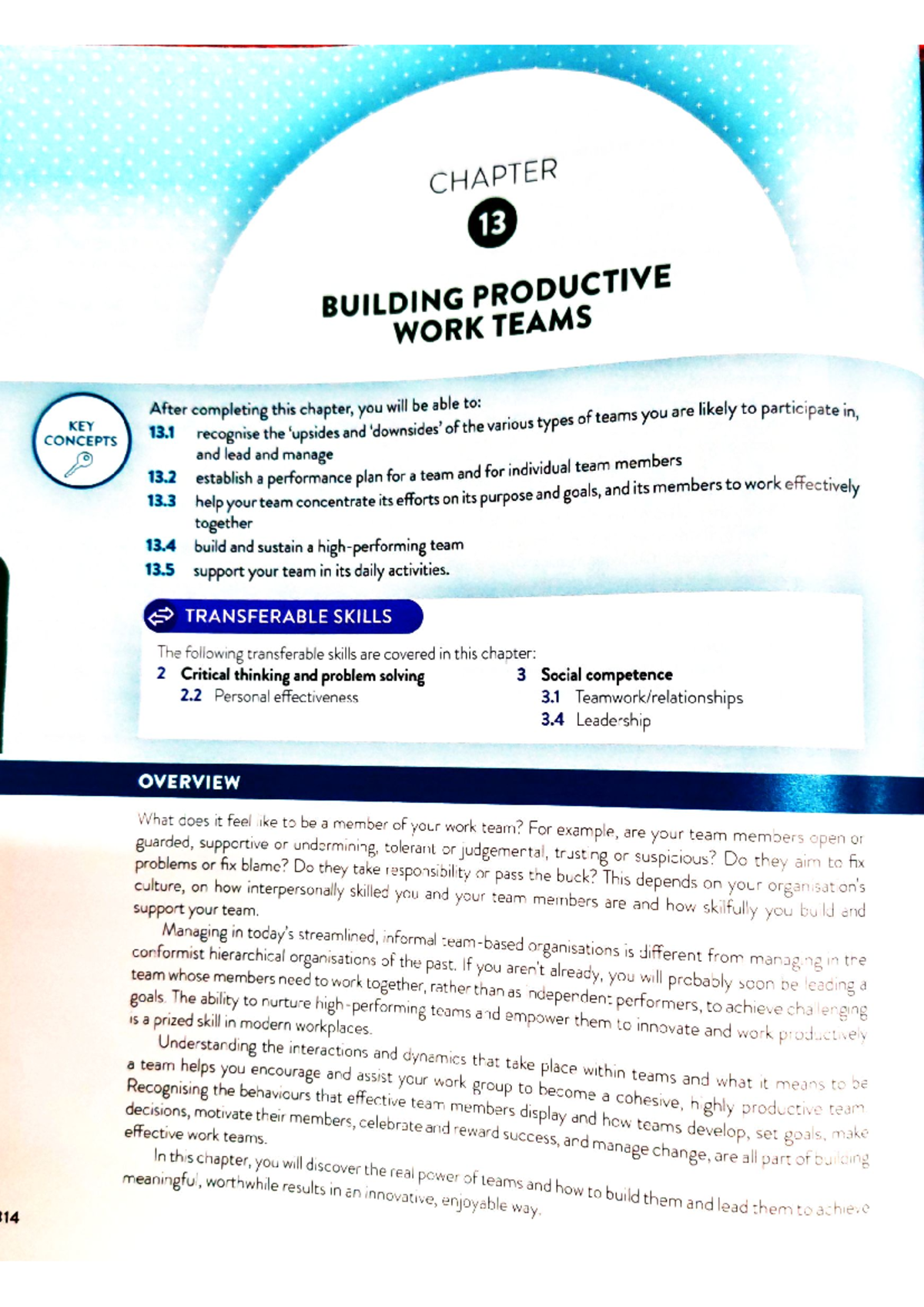Topic 5- Building Productive Work Teams - CHAPTER 13 BUILDING ...