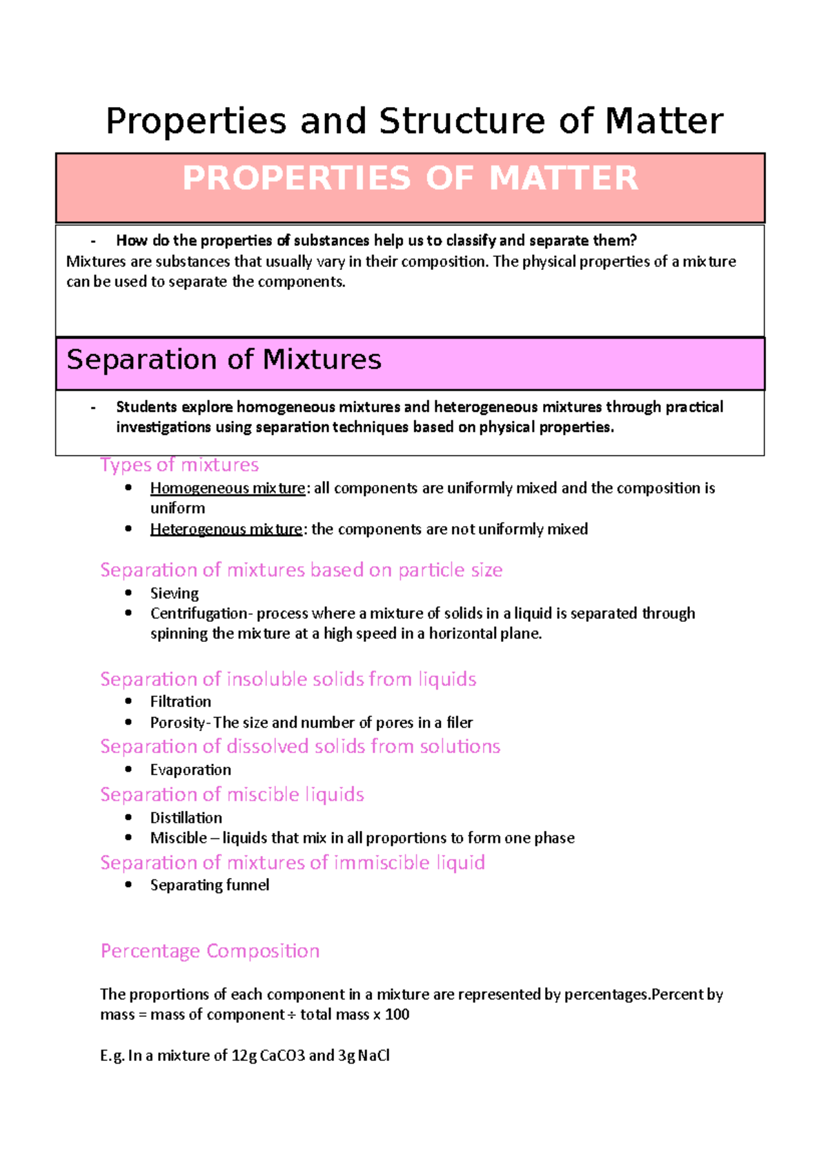 Properties and structure of matter - Properties and Structure of Matter ...