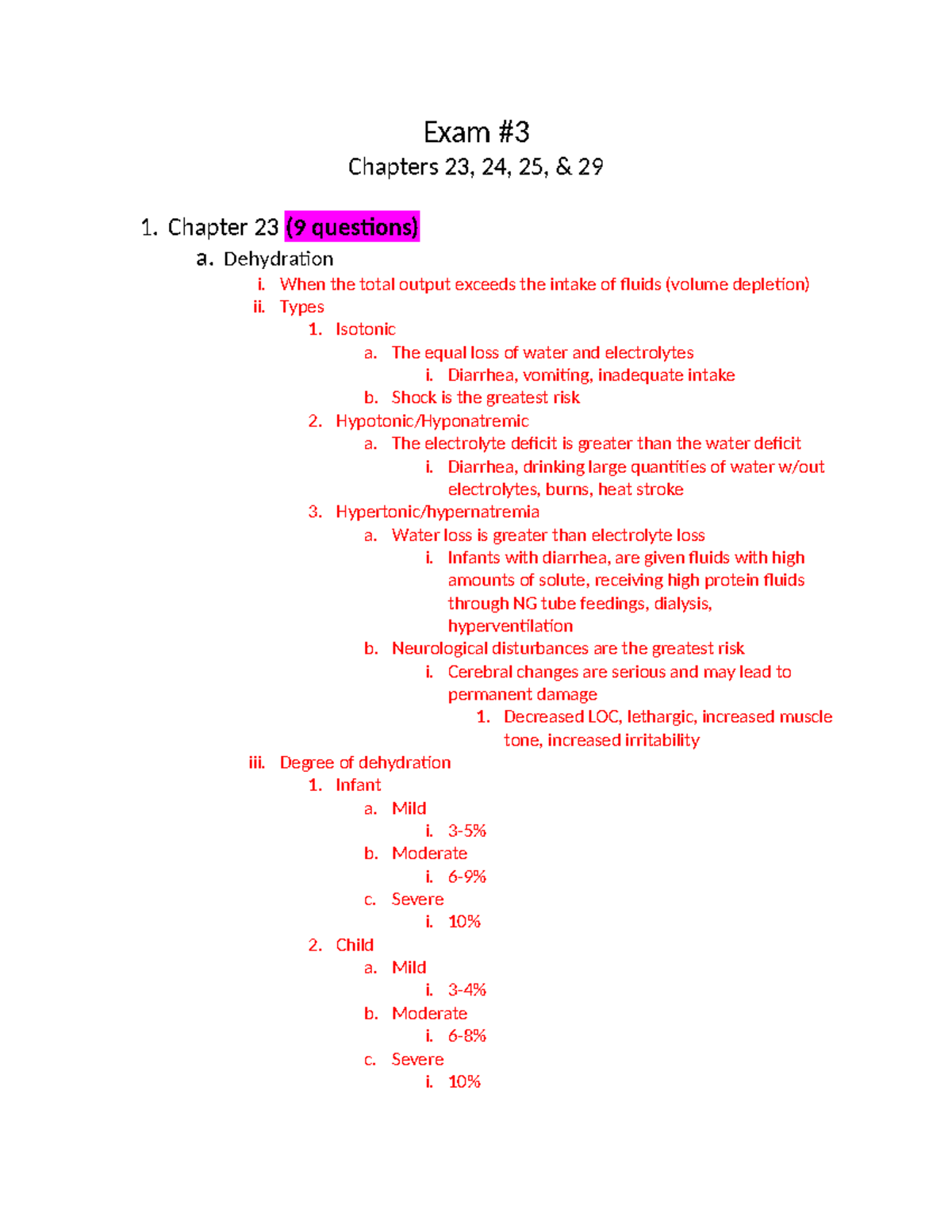 Exam 3 study guide - Exam Chapters 23, 24, 25, & 29 1. Chapter 23 (9 ...