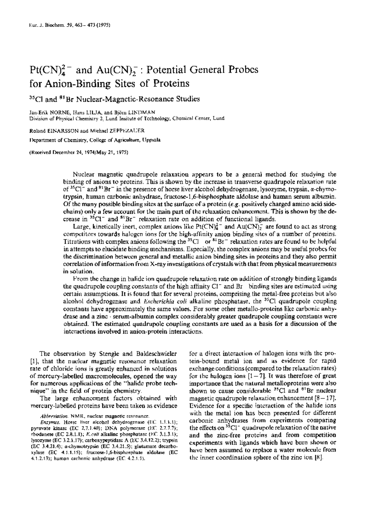 Pt CN 2 4 and Au CN 2 Potential General - Eur. J. Biochem. 59,463-473 ...