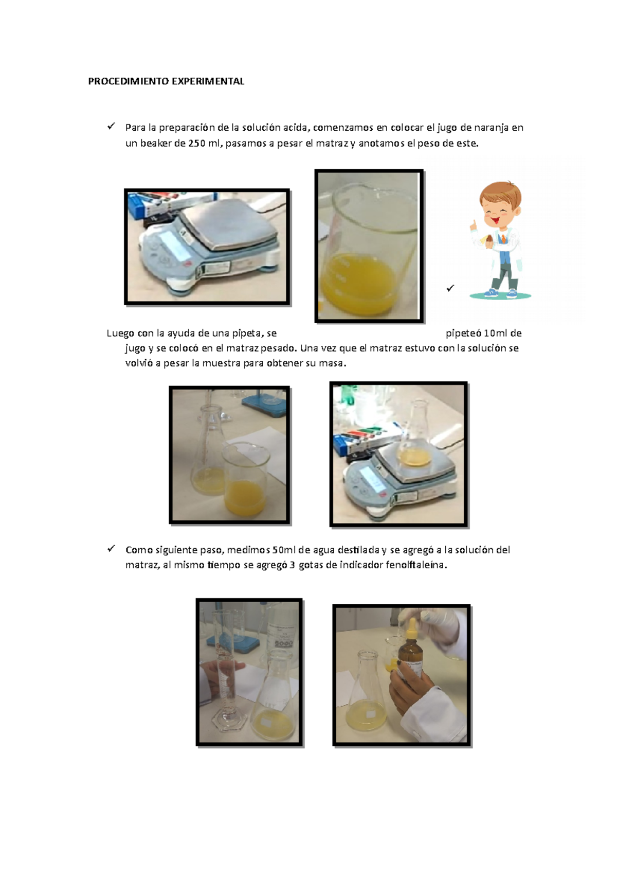 Procedimiento DE LA Soluciòn Acida - PROCEDIMIENTO EXPERIMENTAL Para la ...