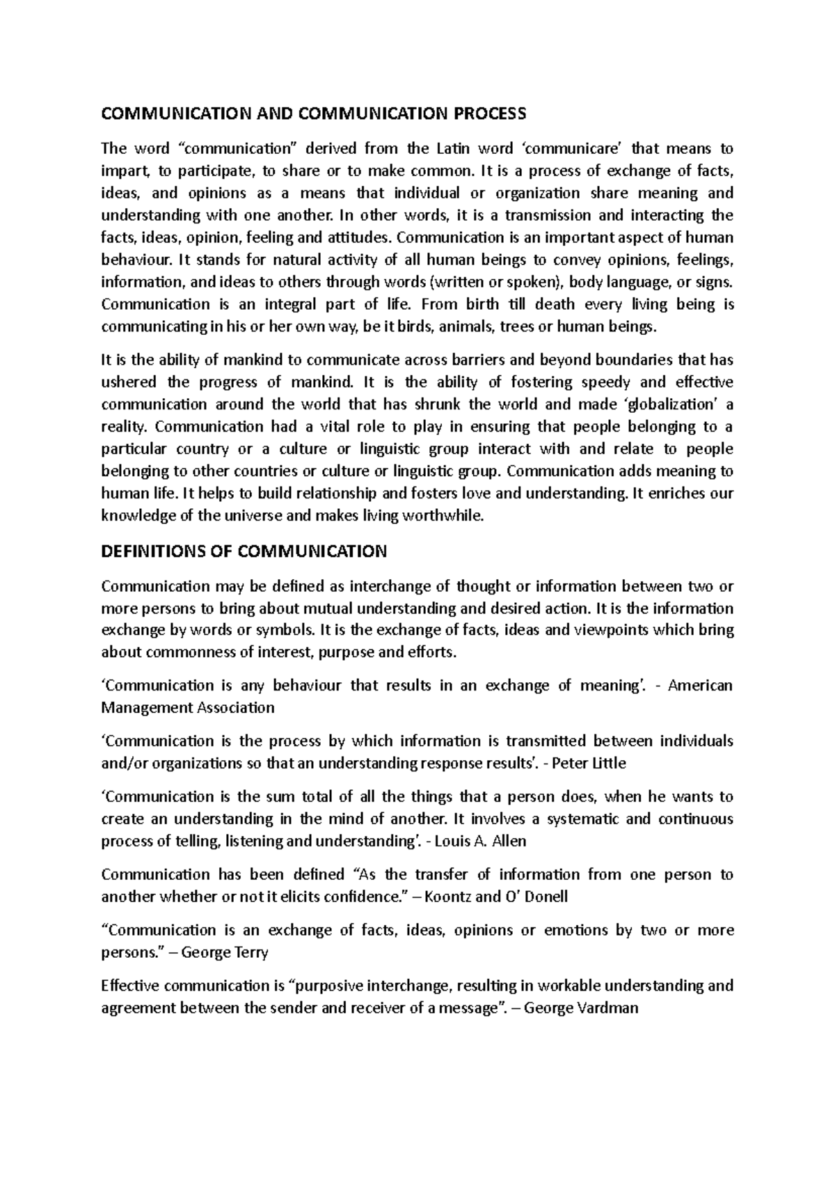 Communication AND Communication Process - COMMUNICATION AND ...