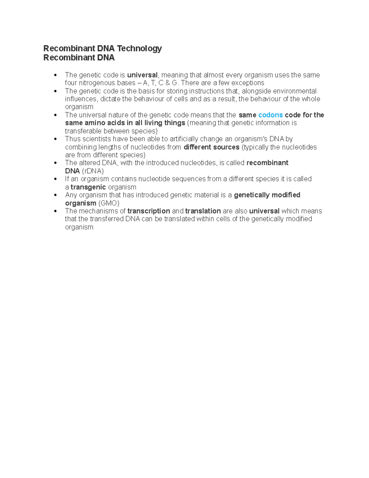 Recombinant DNA Technology - Recombinant DNA Technology Recombinant DNA ...