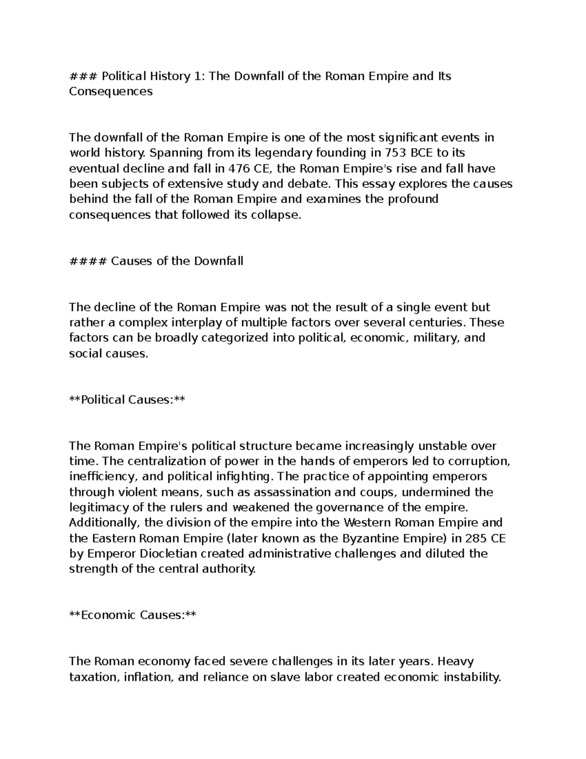 Political History 1 - Spanning from its legendary founding in 753 BCE ...