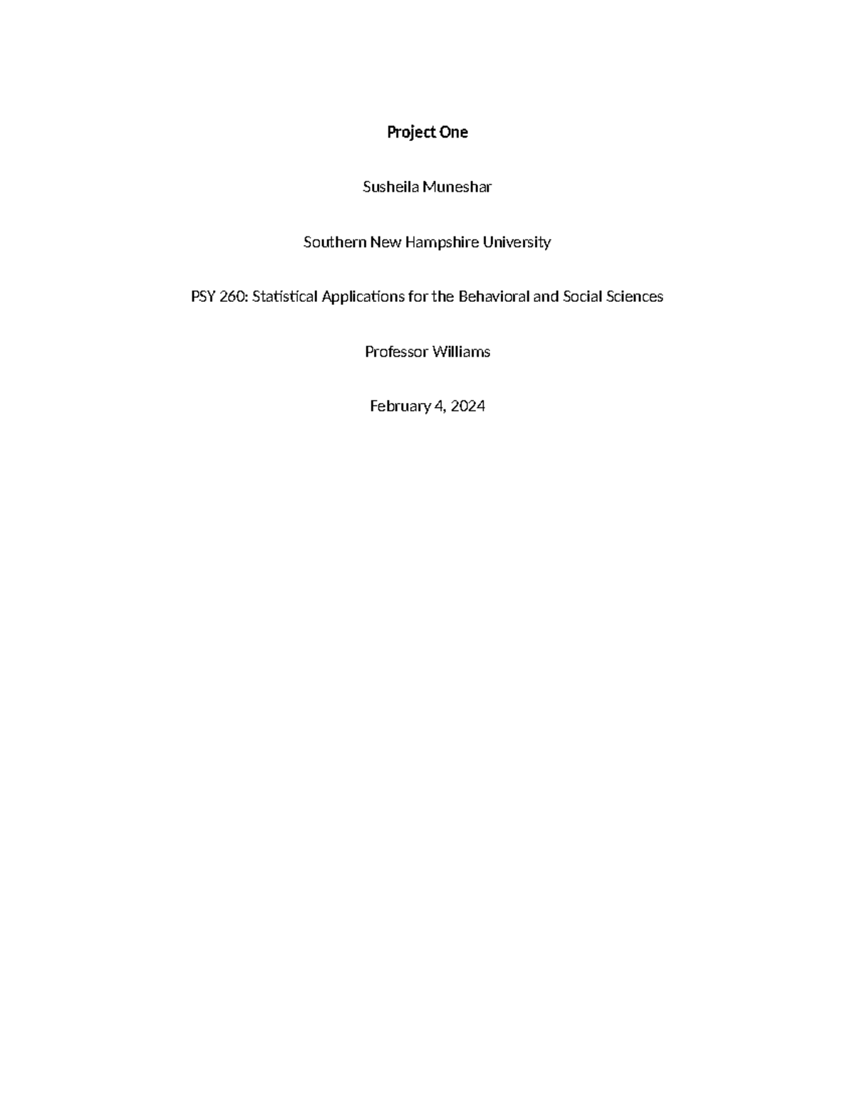 PSY 260 Project One - memorandum is to support non-profit organizations - Project One Susheila ...