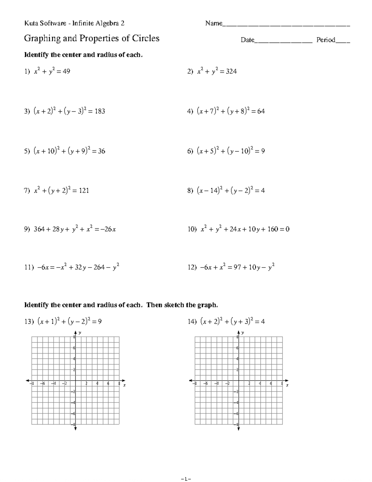 Graphing and Properties of Circles - ©A u 2 k 0 B 1 n 1 J eKAuEtgah tS ...
