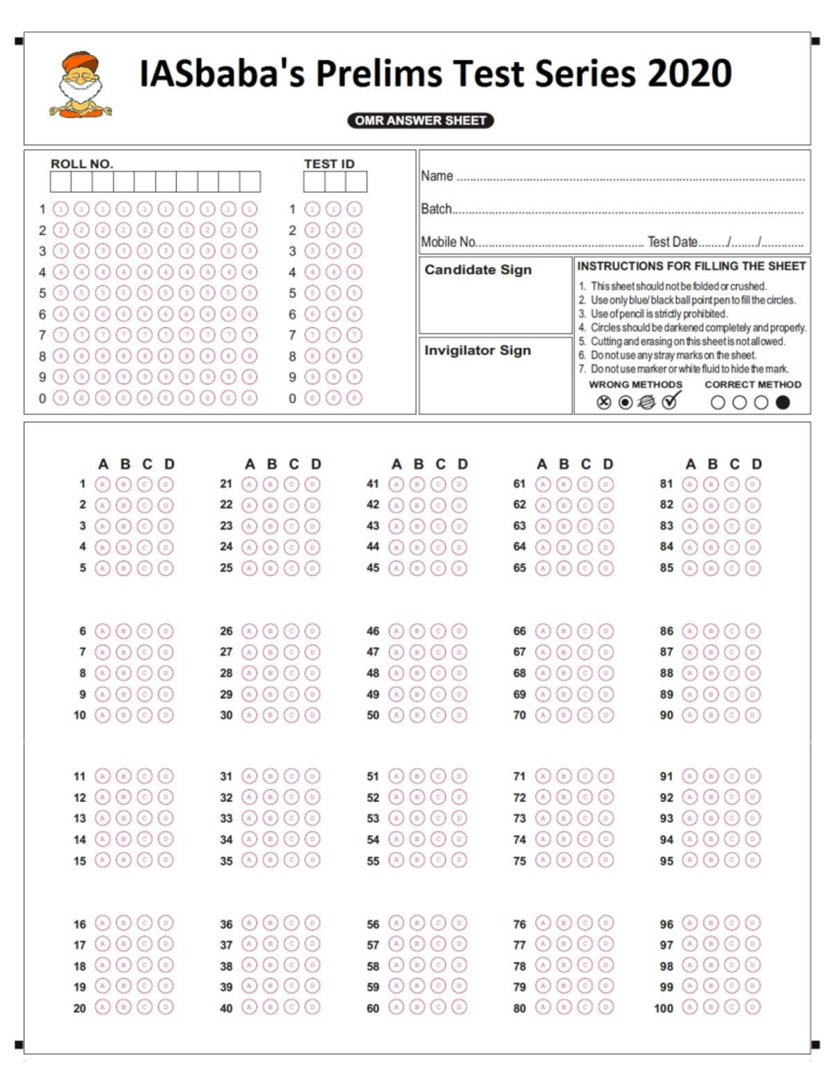 OMR SHEET YOU NEED 100 - Geography - Studocu