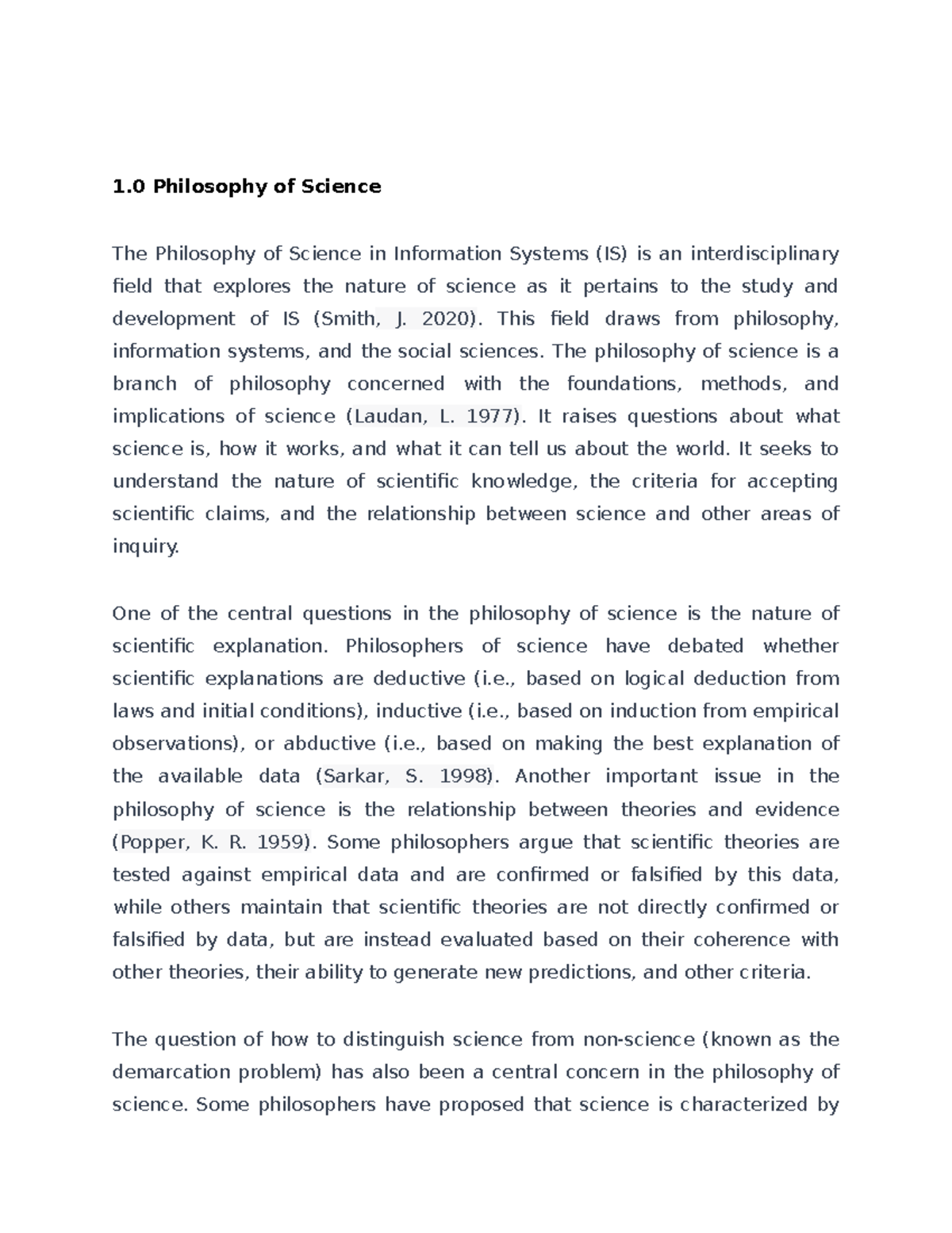 Philosophy of Science - Lecture notes for revision - 1 Philosophy of ...