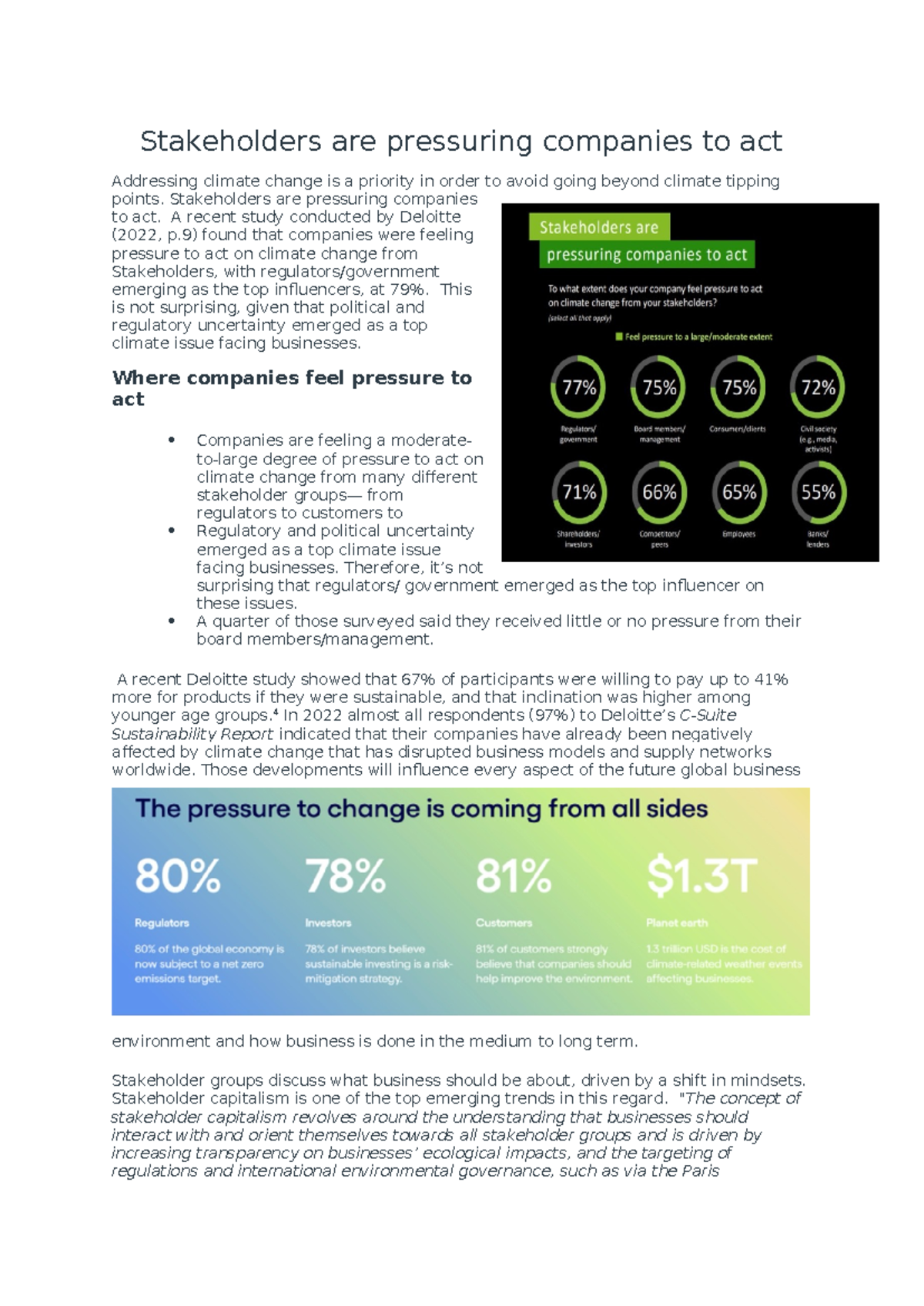 Stakeholders are pressuring companies to act - Stakeholders are ...