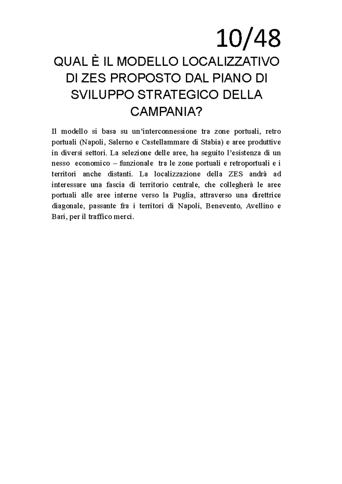 Qual è il modello localizzativo di ZES proposto dal Piano di sviluppo ...