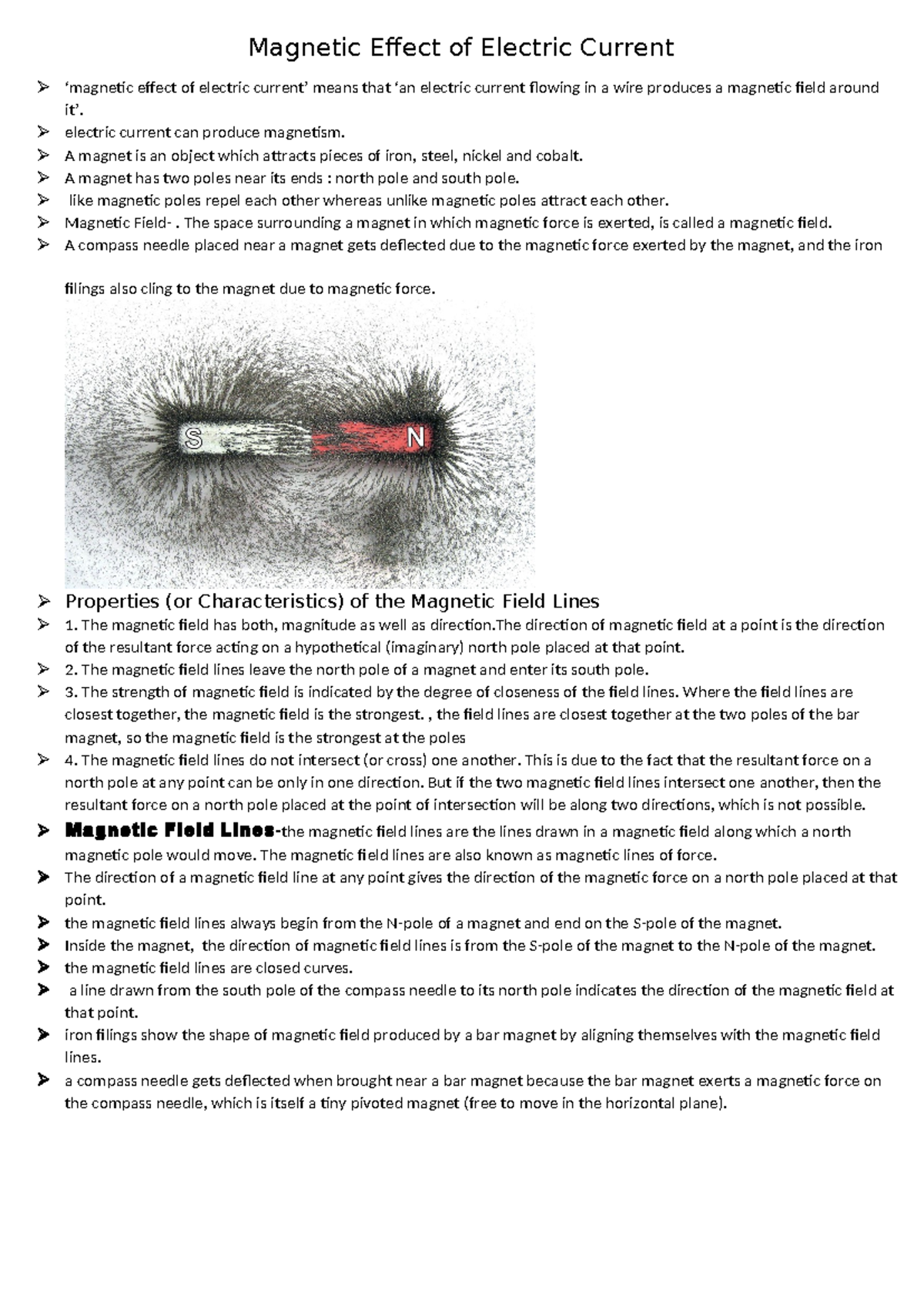 Magnetic Effect of Electric Current notes - Magnetic Effect of Electric ...