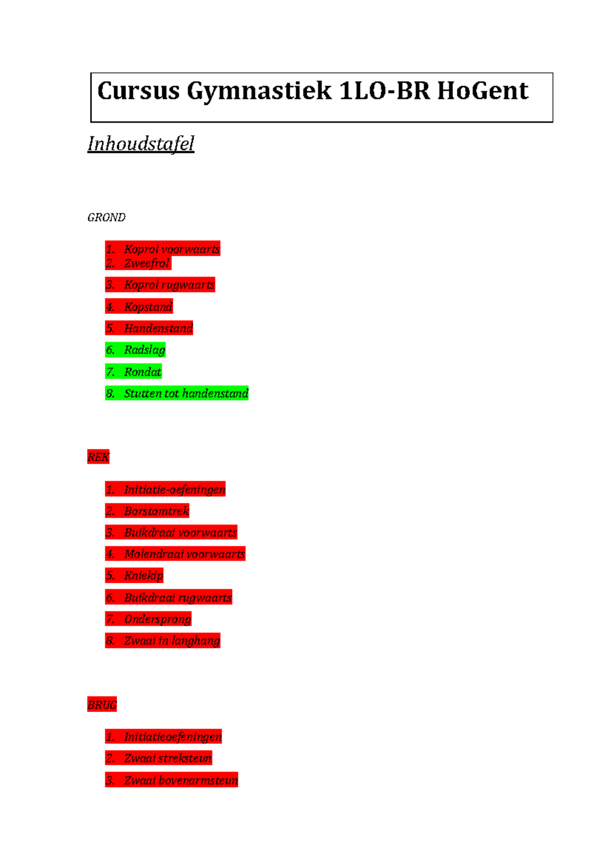 Cursus Gymnastiek 1LO BR Ho Gent - Cursus Gymnastiek 1LO-BR HoGent ...