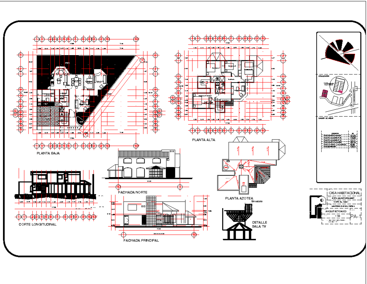 Casa ing.roman barajas- Plano - NPT + 0. CORTE LONGITUDINAL 1 ́ 1 6 3 2 ...