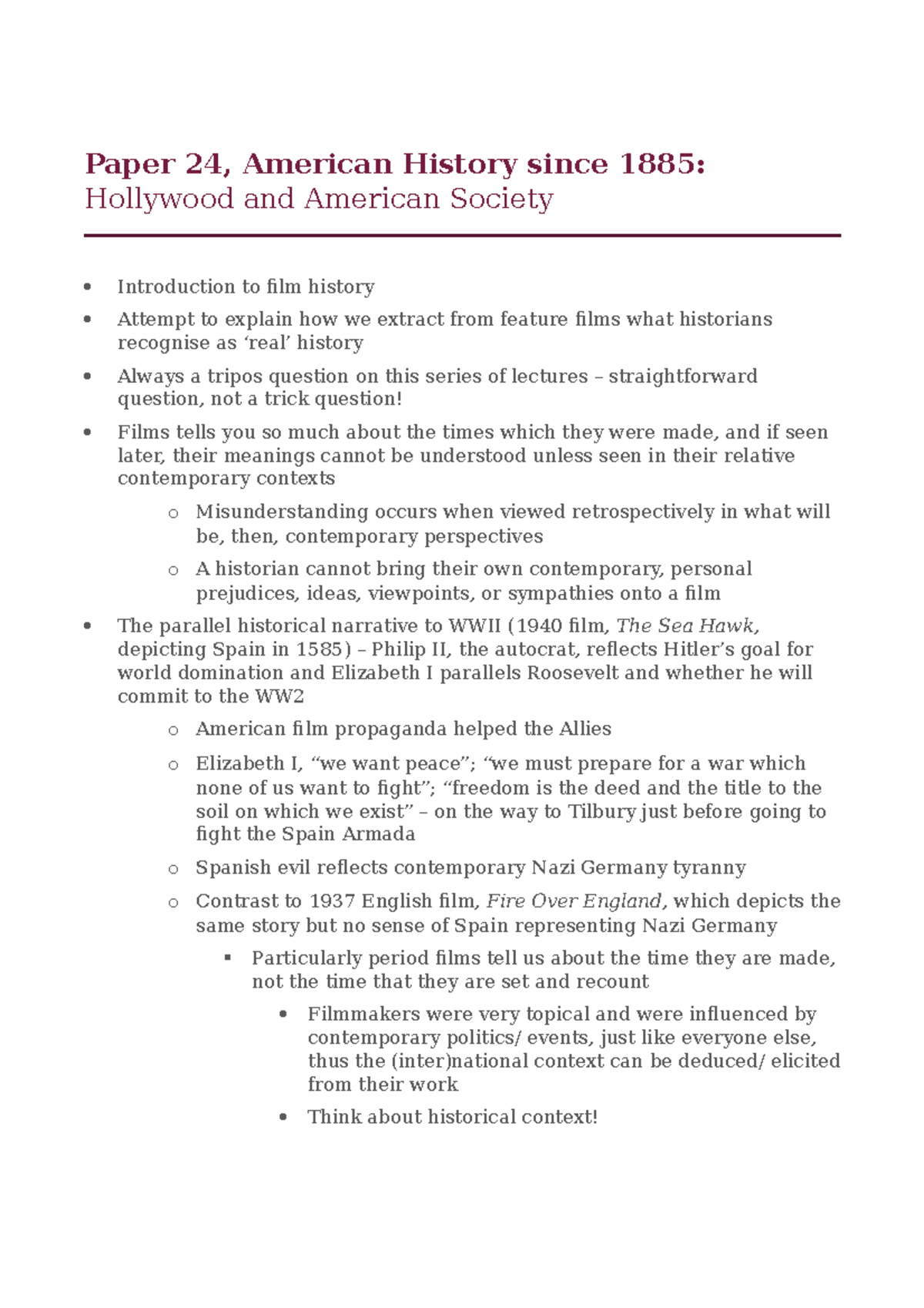 Introductory Lectures - Paper 24, American History since 1885 ...