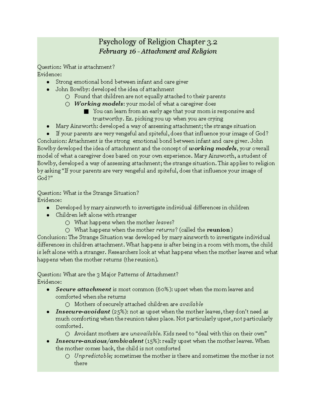 Psychology of Religion - Attachment and Religion - Psychology of ...