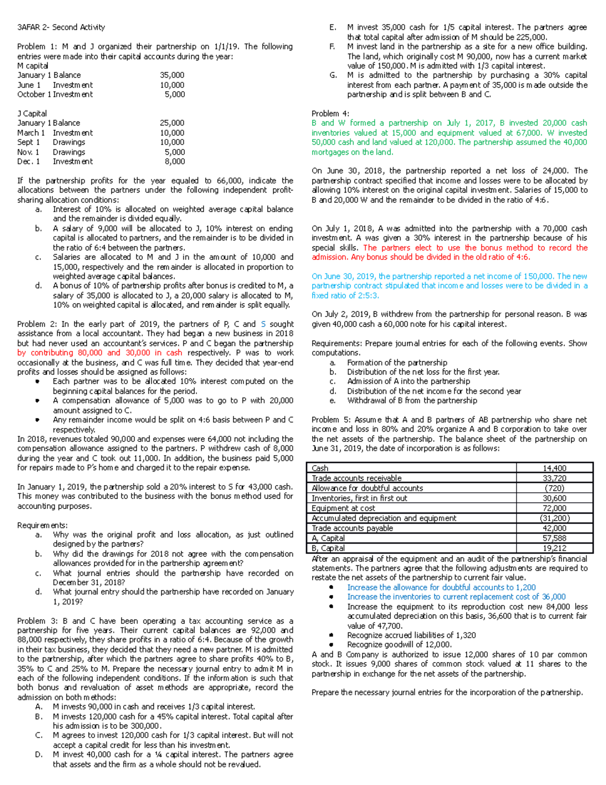 Partnership-Q5 - Quiz Partnership Operations - 3AFAR 2- Second Activity ...