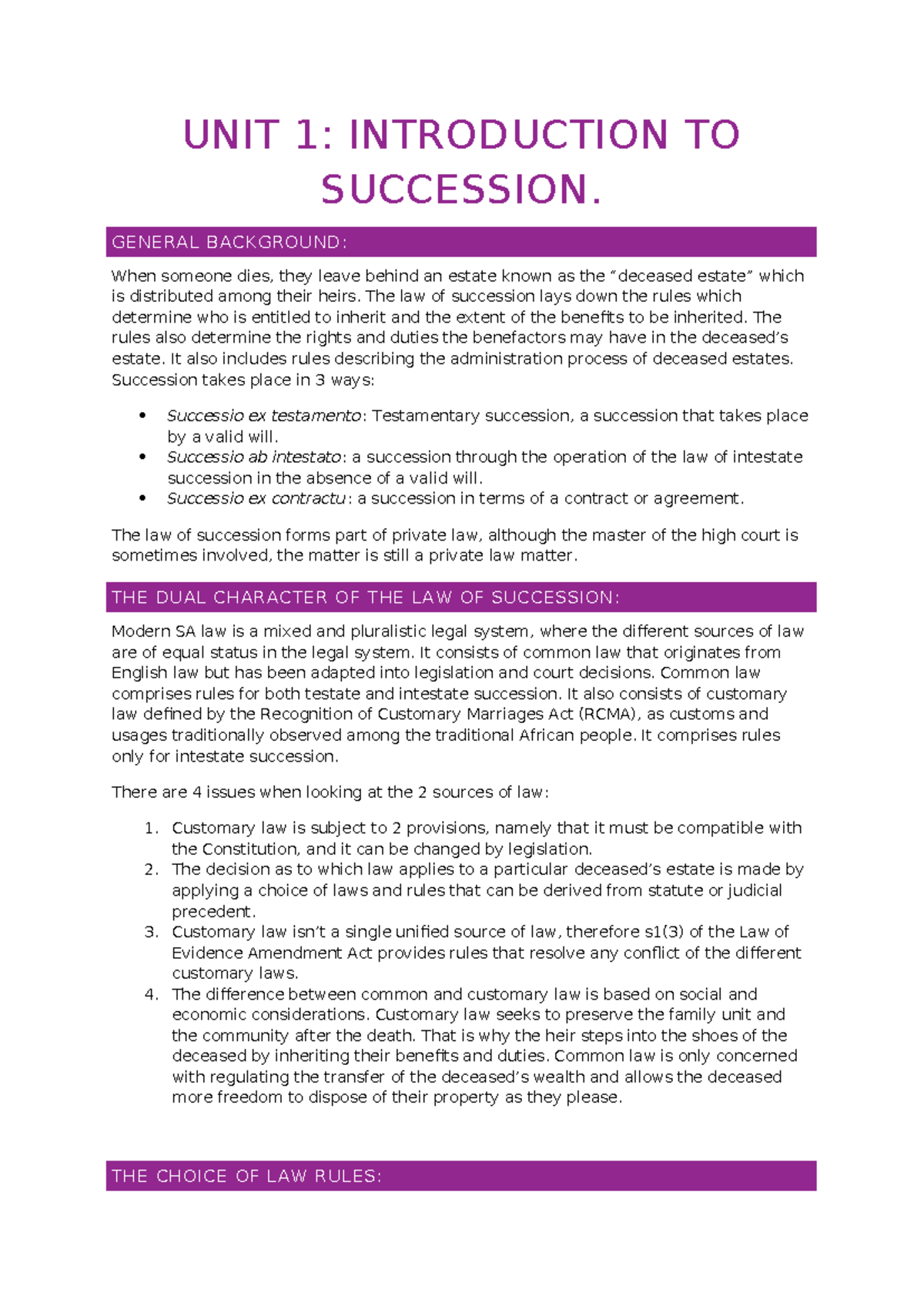 Introduction to Succession - UNIT 1: INTRODUCTION TO SUCCESSION ...