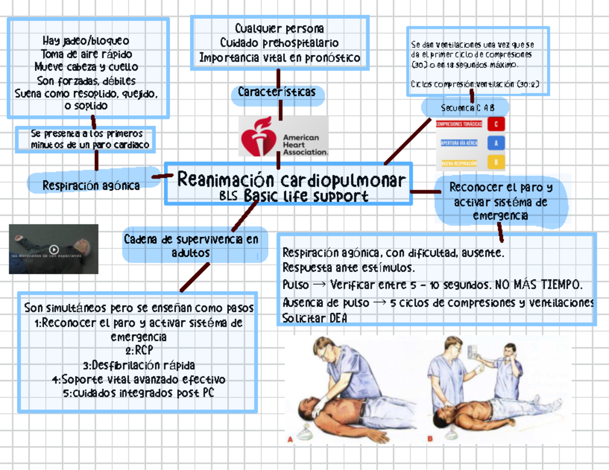 RCP y ACLS - Resumen de clases - Reanimación cardiopulmonar BLS Basic life support Cualquier ...