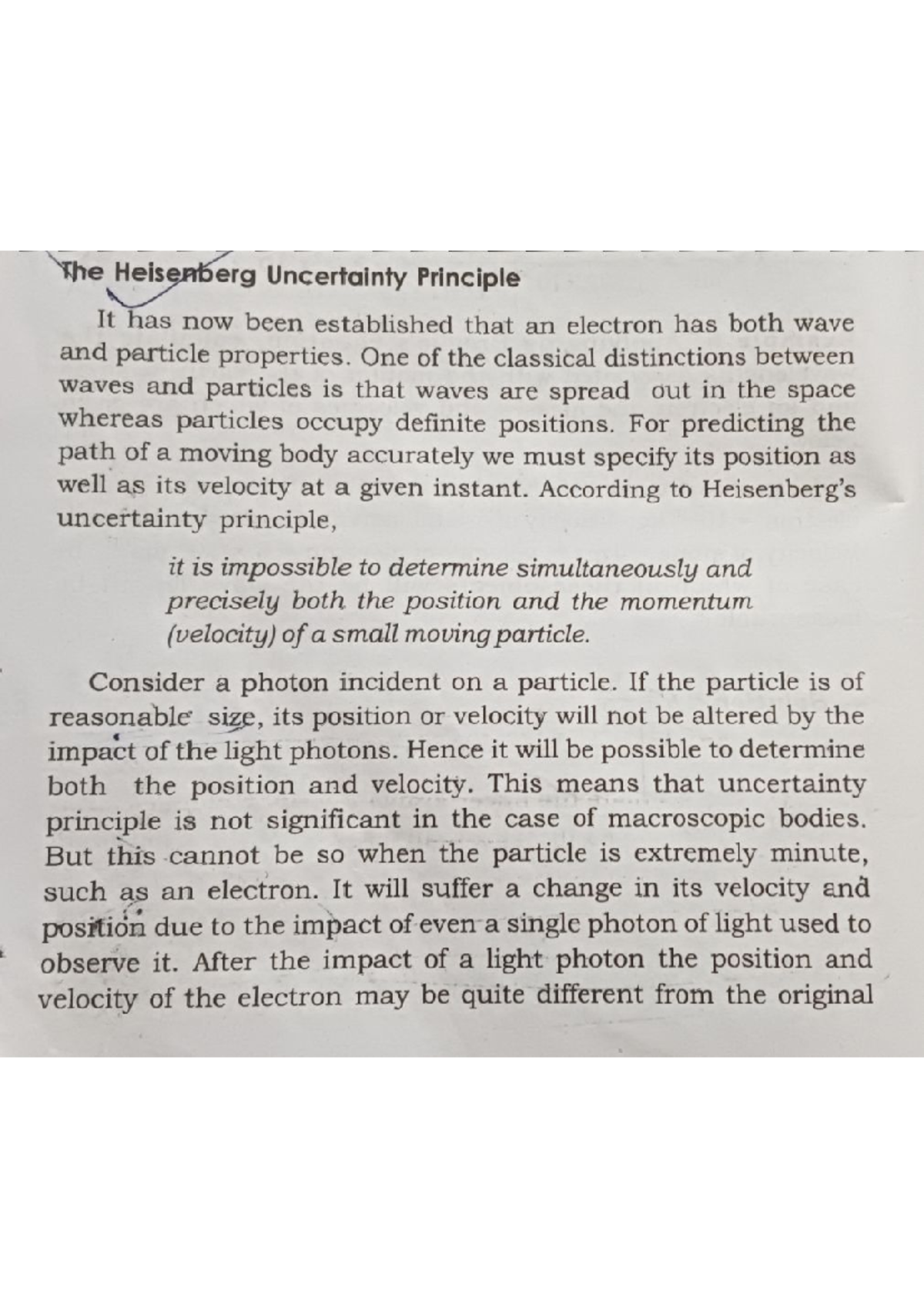 Heisenberg Uncertainty Principle - Basic concepts in chemistry - UoK - Studocu