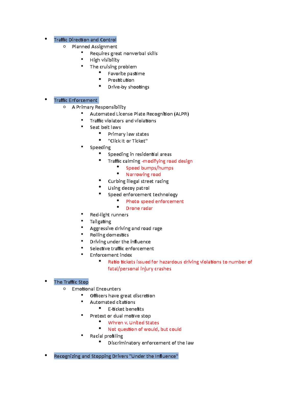 Ch. 5 Notes - Traffic Direction and Control o Planned Assignment ...