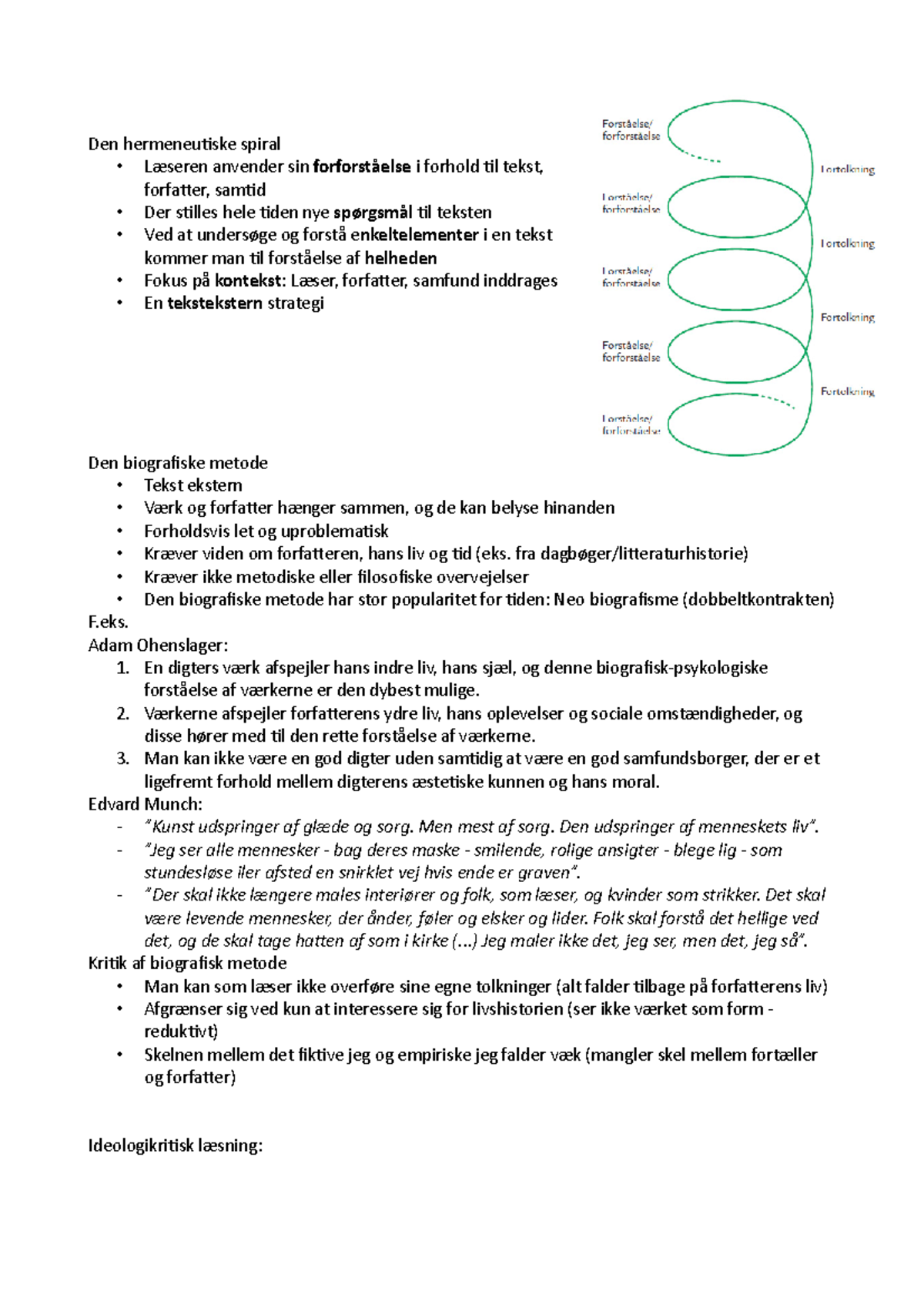 Metoder dansk - Den hermeneutiske spiral - Læseren anvender sin ...
