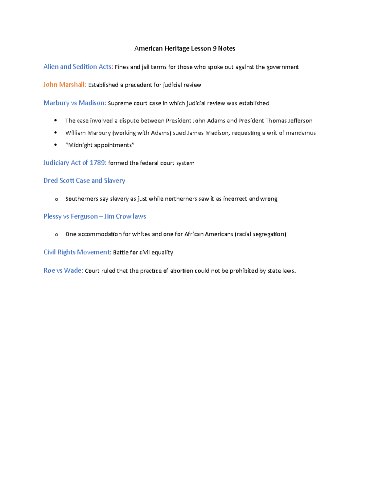 American Heritage Lesson 9 Notes - American Heritage Lesson 9 Notes ...