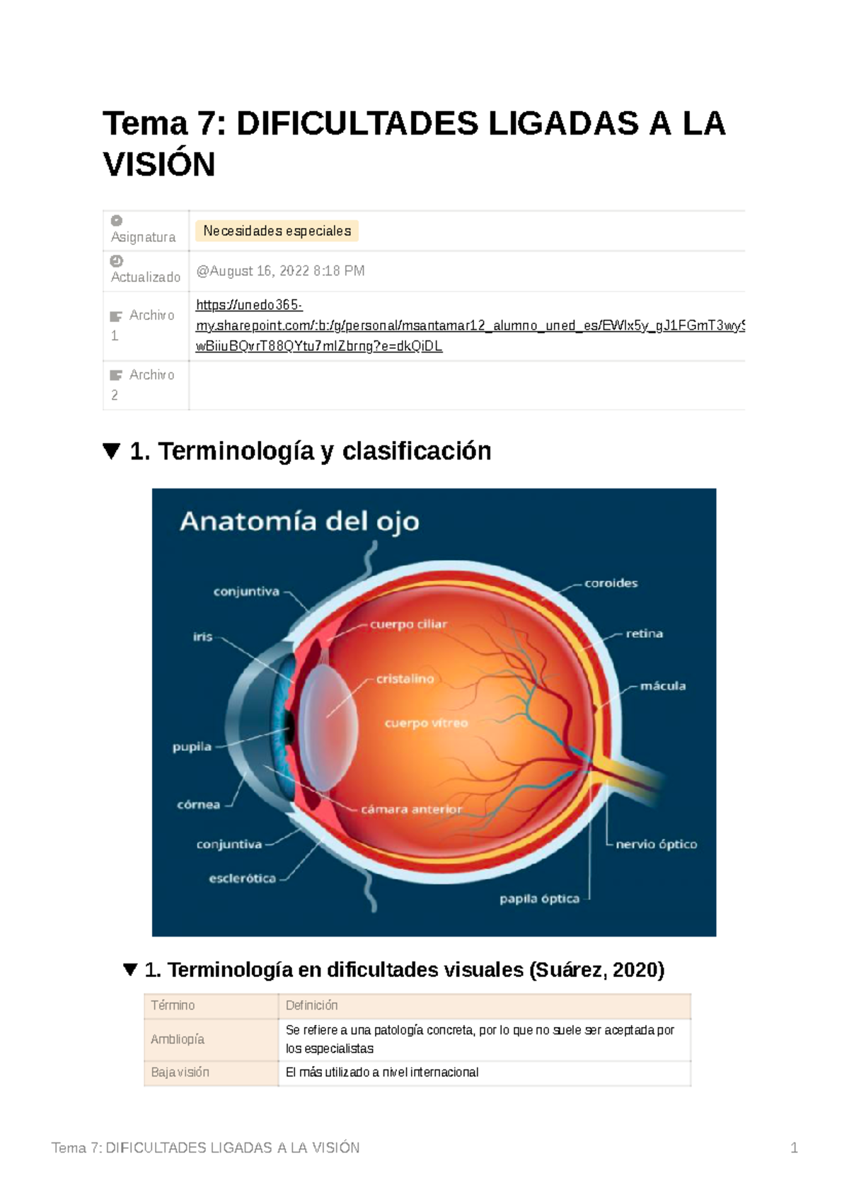 Tema 7 Dificultades Ligadas A LA Visin - Tema 7: DIFICULTADES LIGADAS A ...