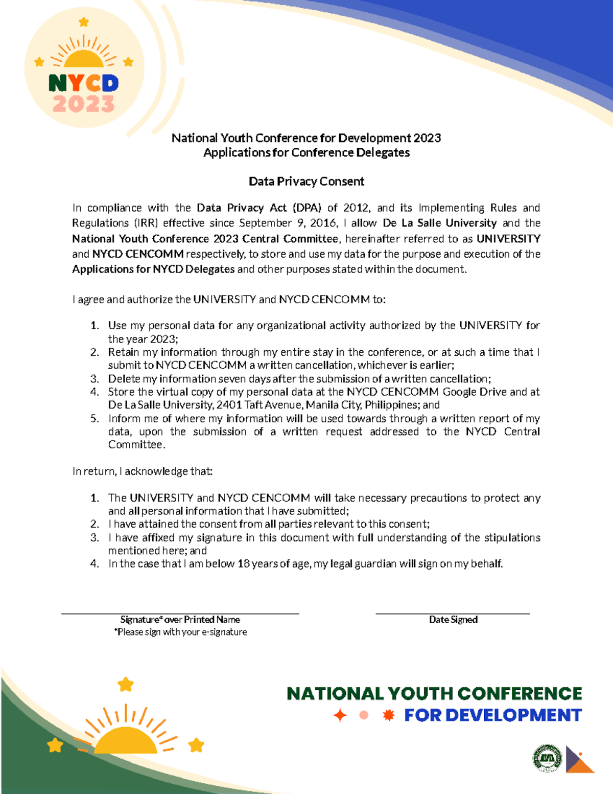 02 Data Privacy Consent - National Youth Conference for Development ...