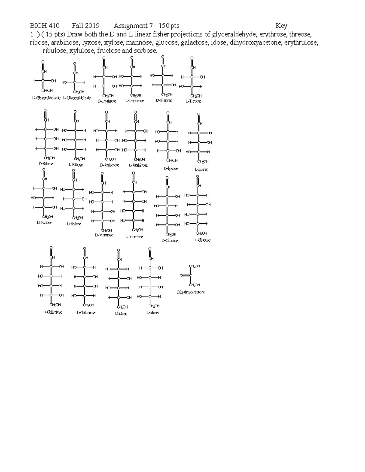 Dihydroxyacetone Fischer Projection