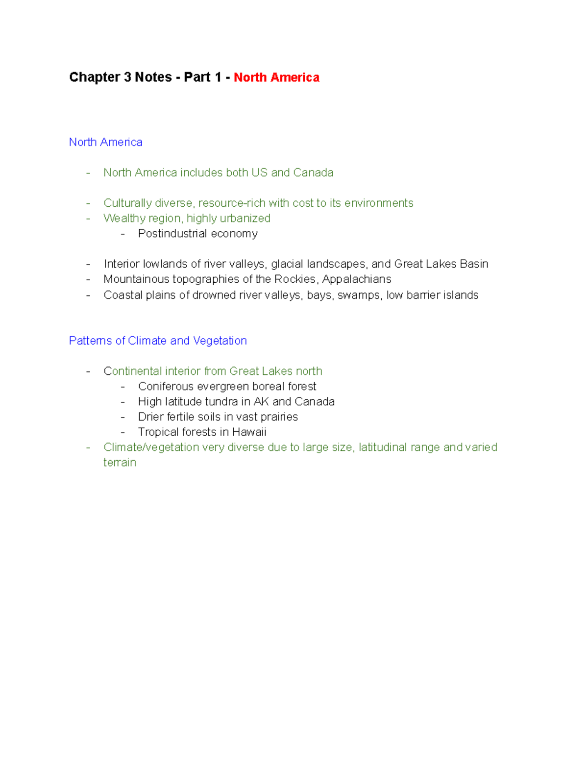 GEOG 106 Ch. 3 Notes - Part 1 - Chapter 3 Notes - Part 1 - North ...