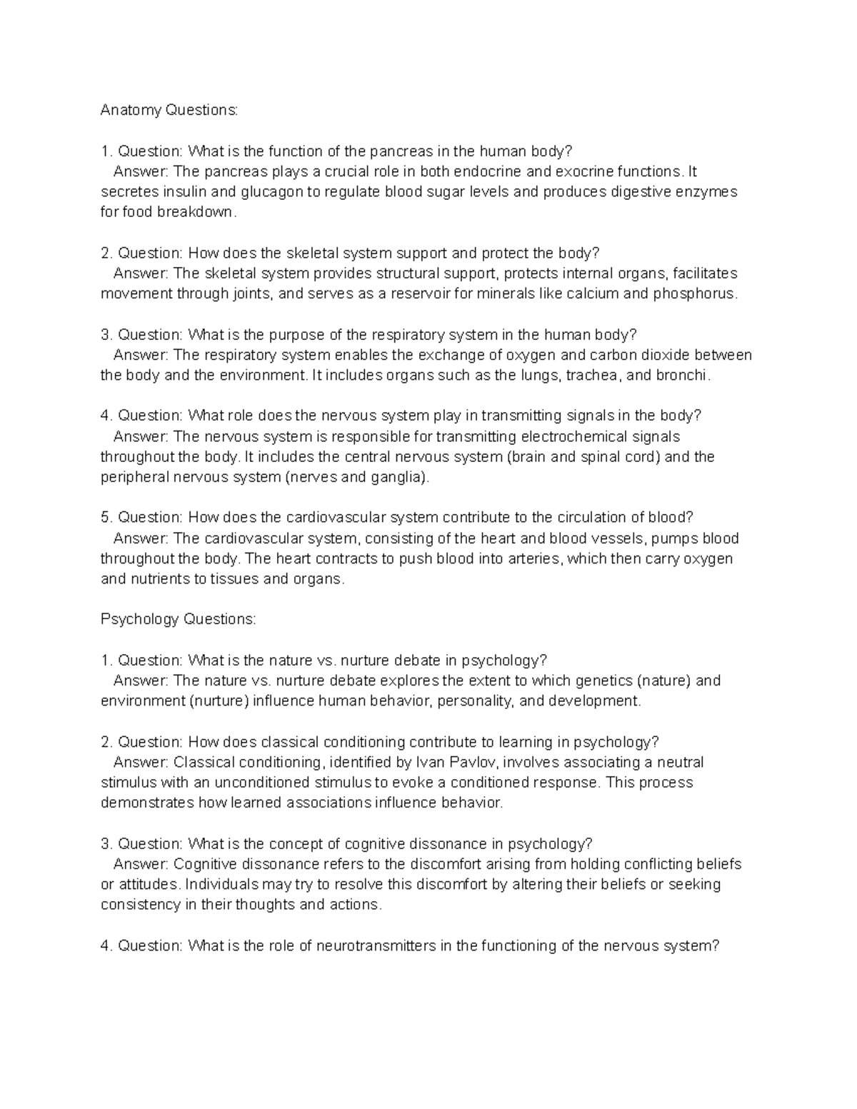 Anatomy Questions - Anatomy Questions: Question: What is the function ...