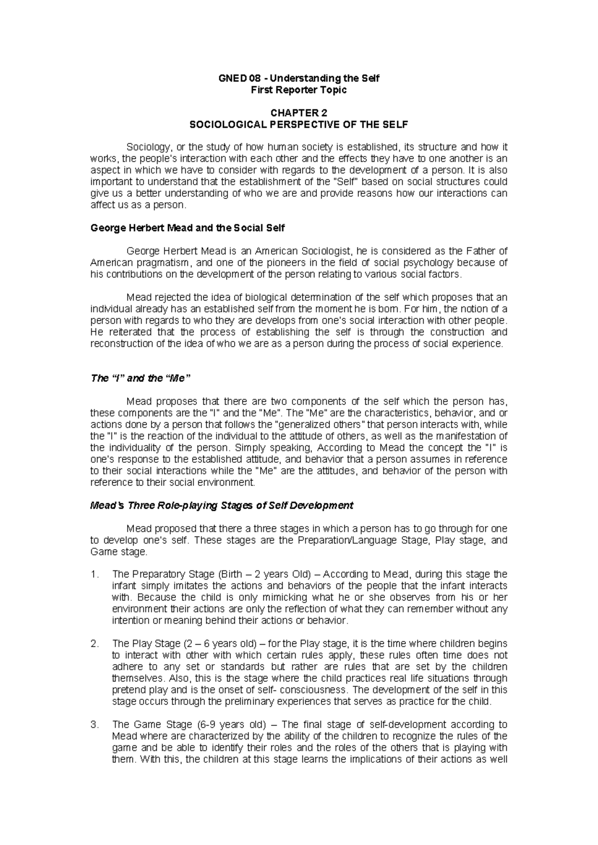 GNED-08-First-Reporter - GNED 08 - Understanding the Self First ...